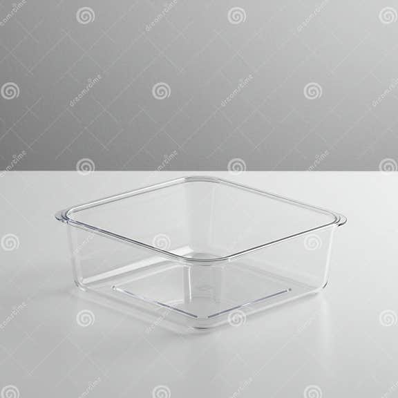 Transparent Rectangular Plastic Container with Rounded Edges is Placed ...