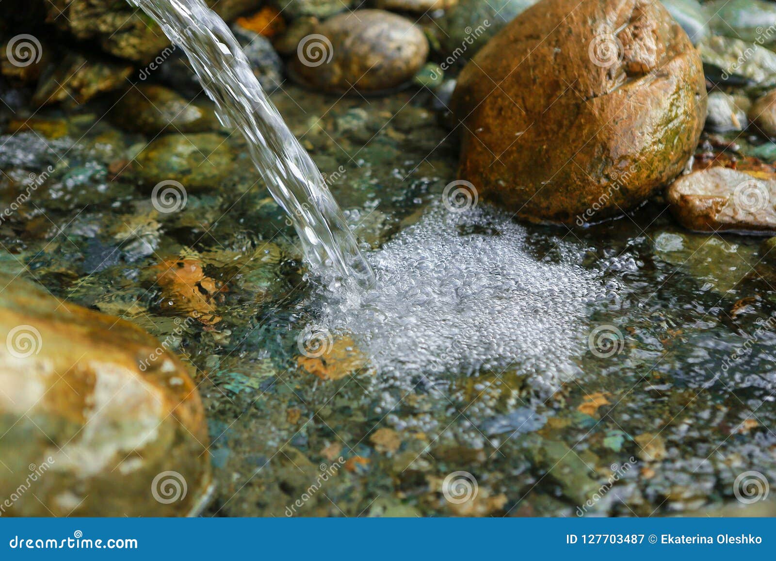 Waterfall, Spring, River with Stones Outdoors Stock Image - Image of ...