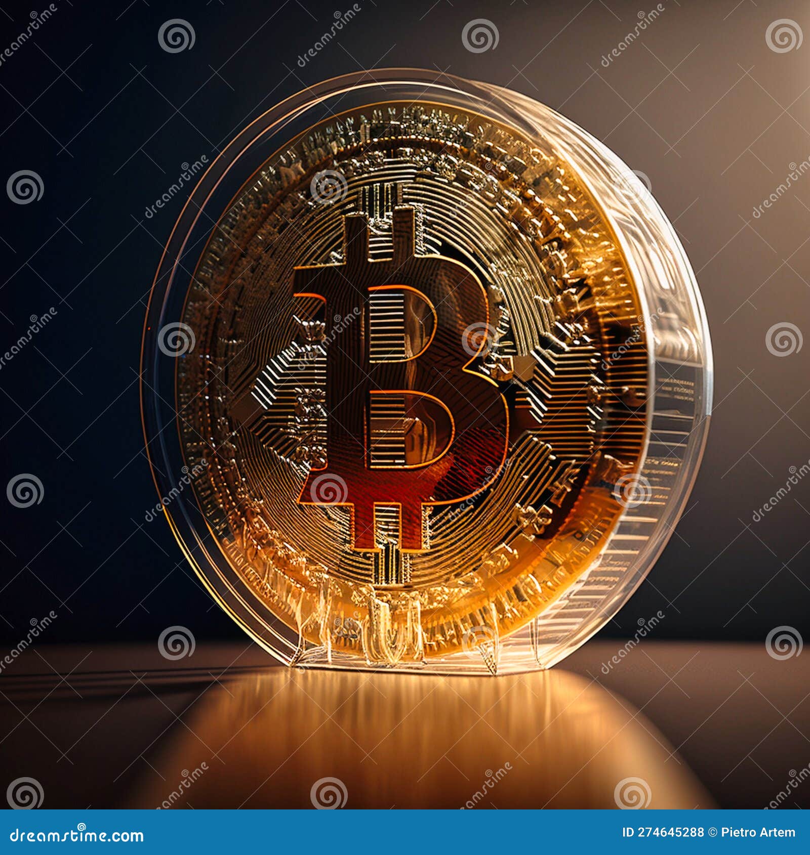 Transparent Round Bitcoin Logo Copy Space, Generative AI Stock ...