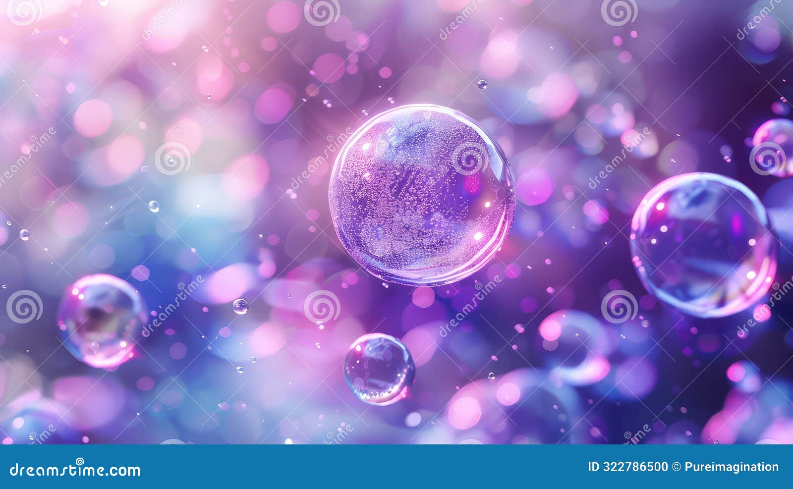 Transparent Round Bubbles Floating in Purple Background Stock ...