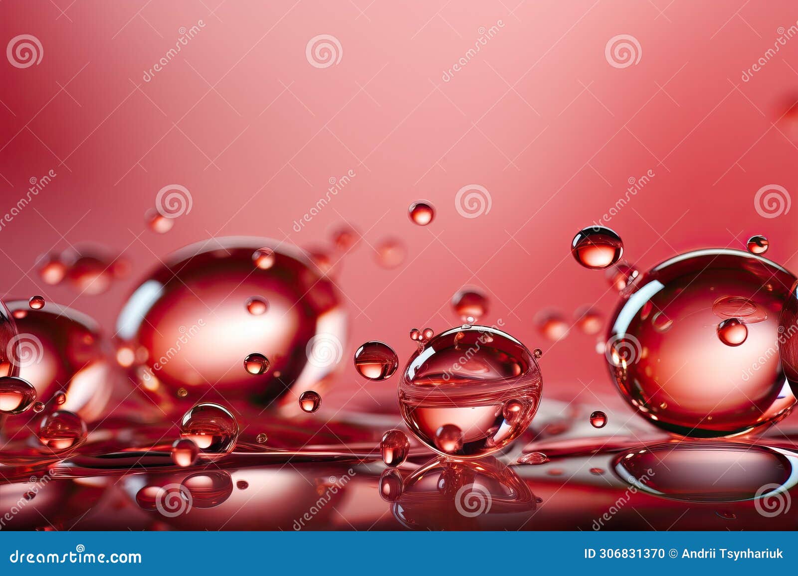 Transparent Round Drops on a Red Background. Stock Illustration ...