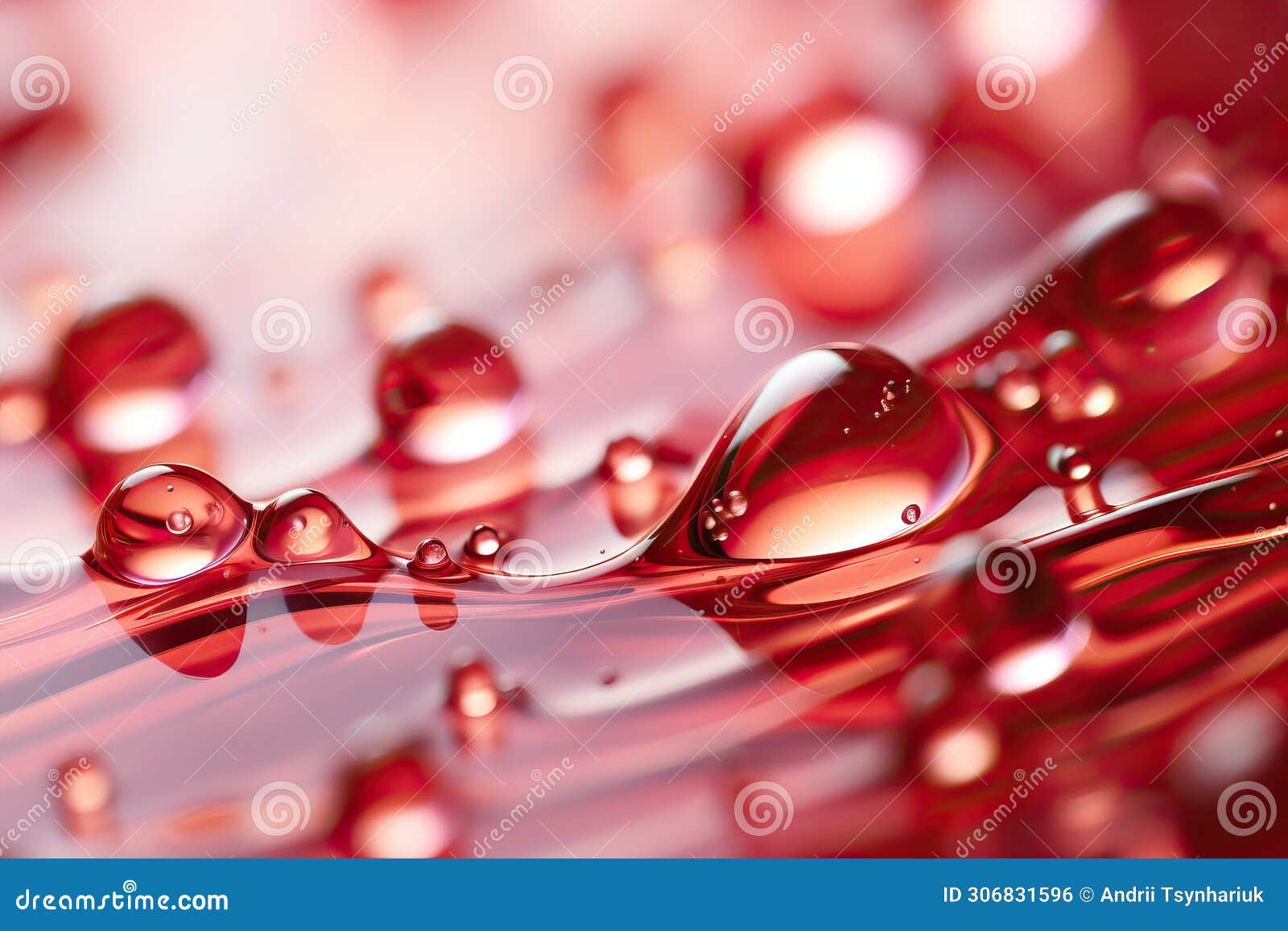 Transparent Round Drops on a Red Background. Stock Illustration ...