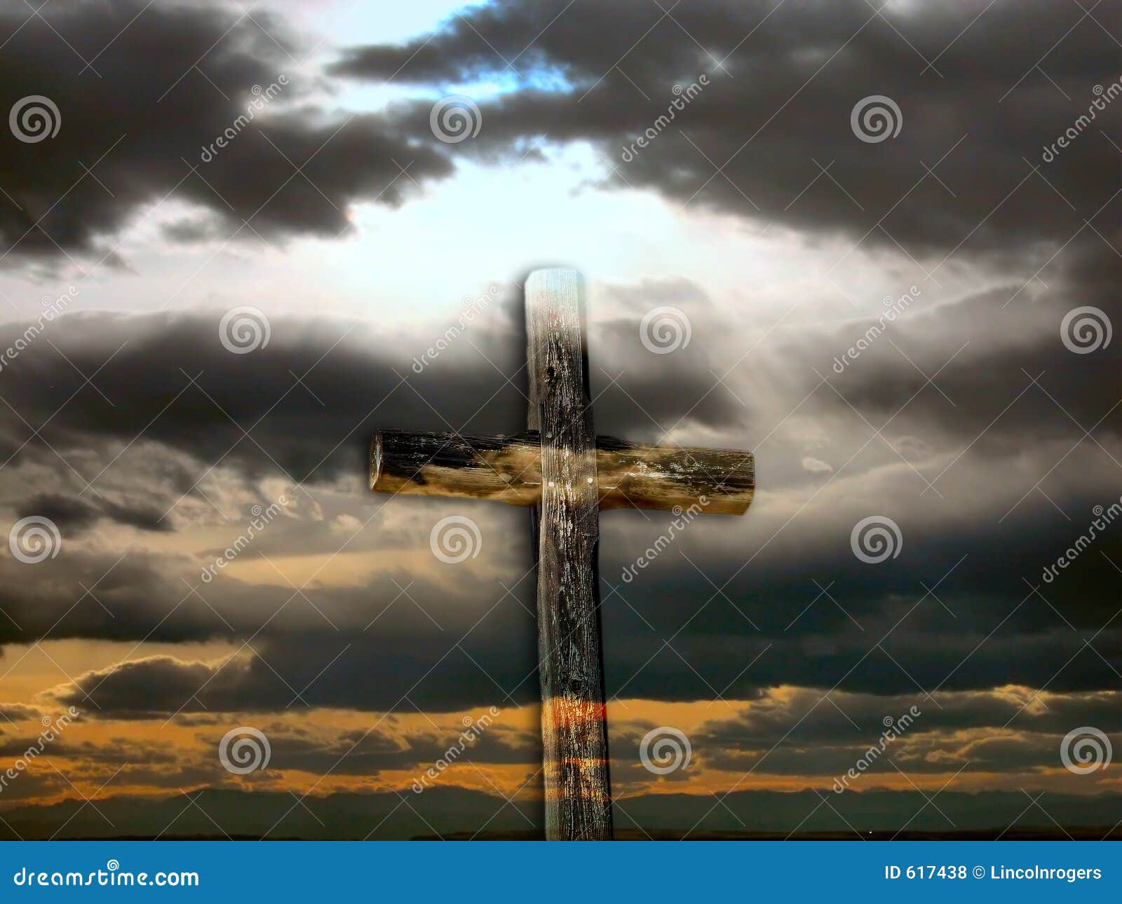 Christian Image Of Jesus Crucifixion On The Cross On A Hillside ...
