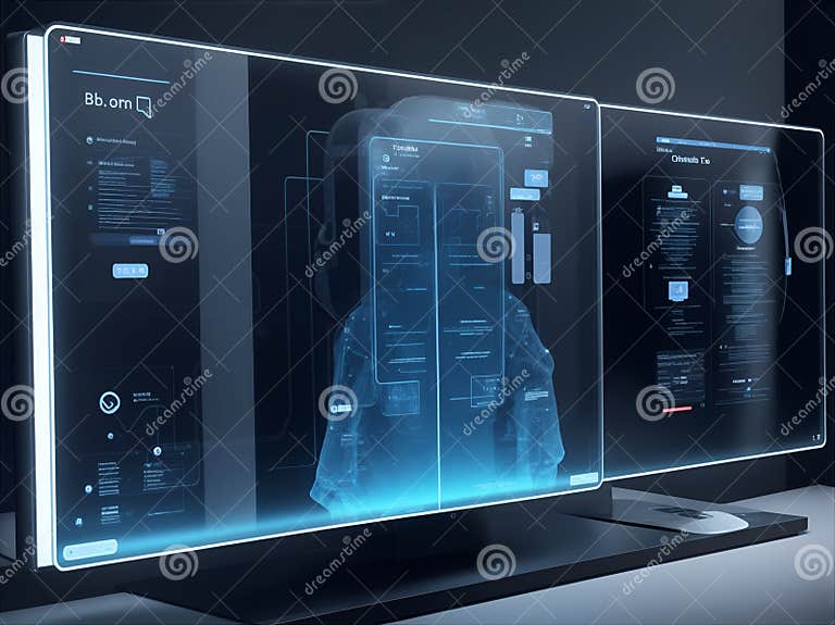 Transparent Screen with AI Technology Information. AI Generated Stock ...