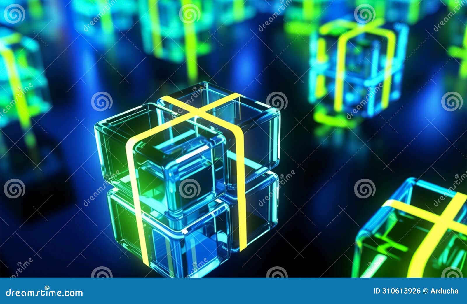 Transparent Shiny Cube in the Dimension World Stock Photo - Image of ...
