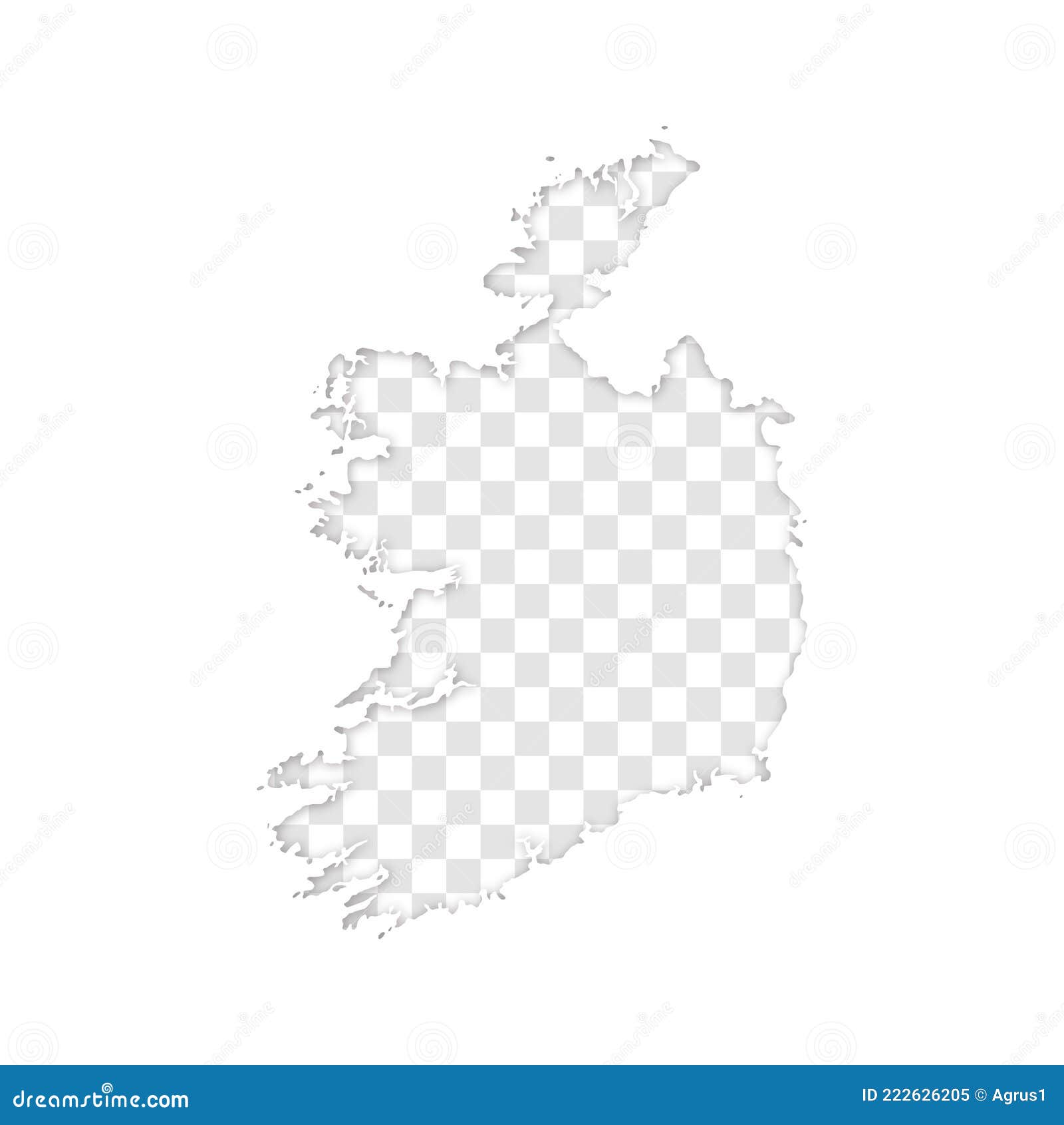 Transparent Silhouette of Ireland Map with Shadow Stock Vector ...