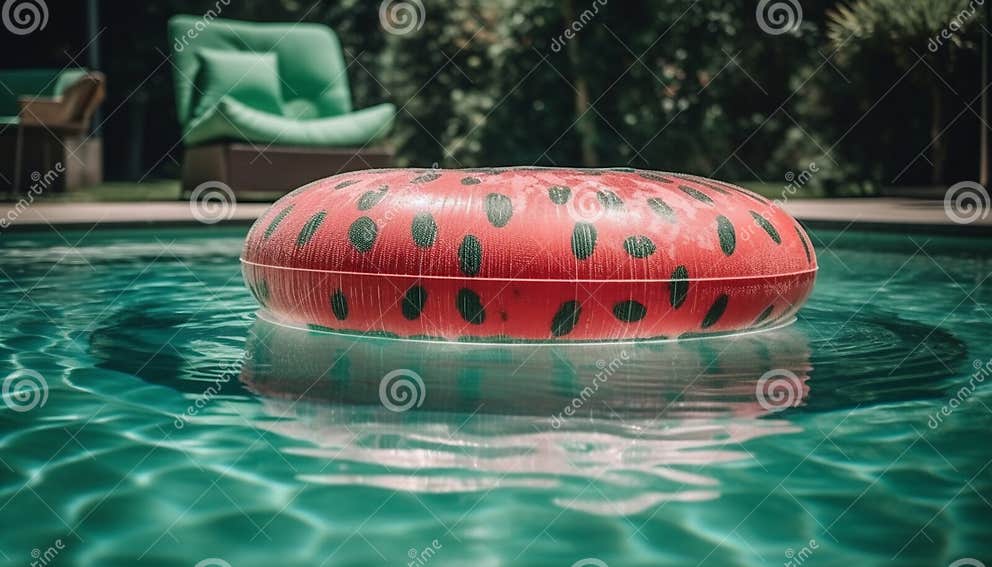Transparent Sphere Floats in Blue Pool Water Generative AI Stock Image ...