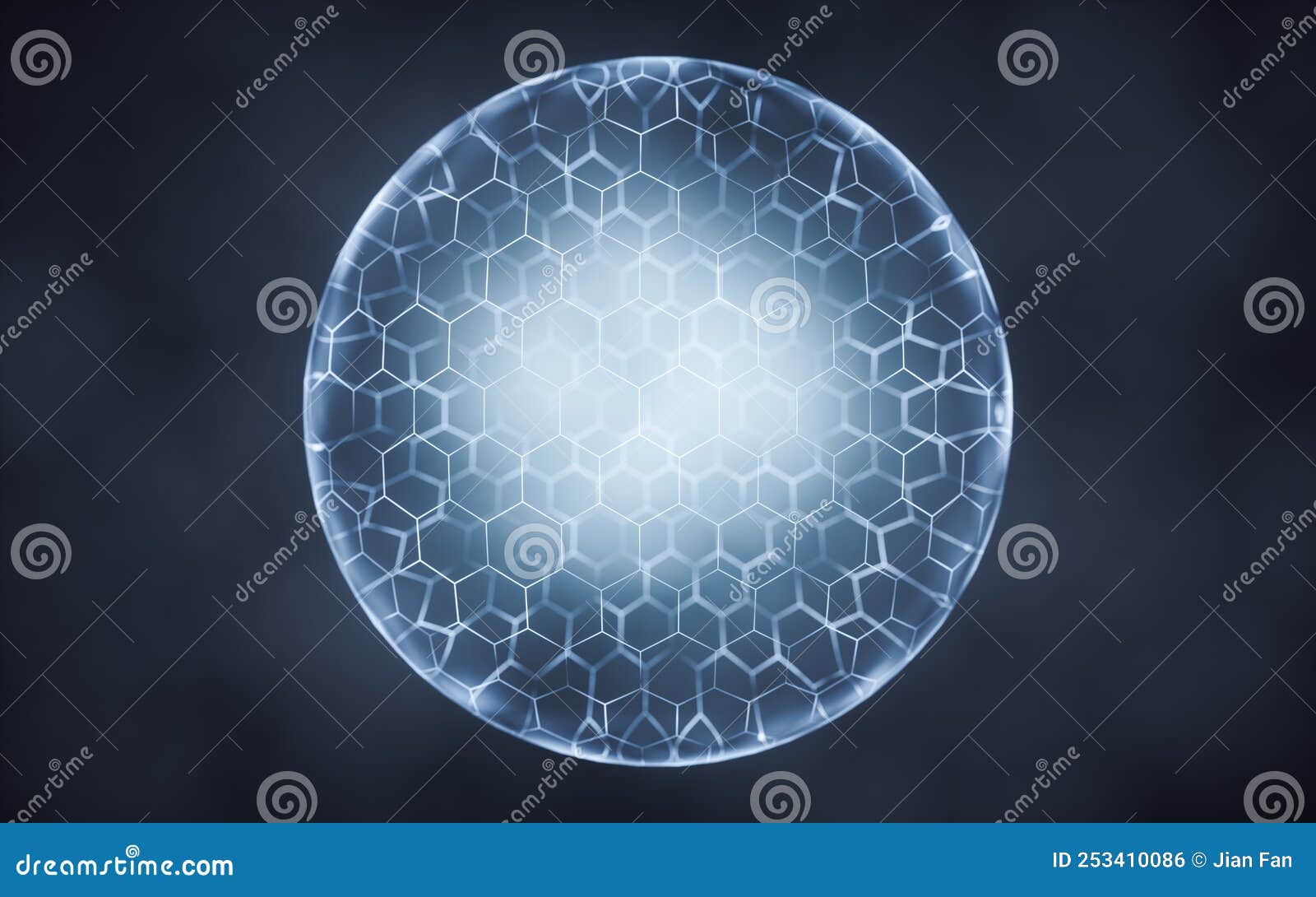 Transparent Sphere with Hexagon Pattern, 3d Rendering Stock ...