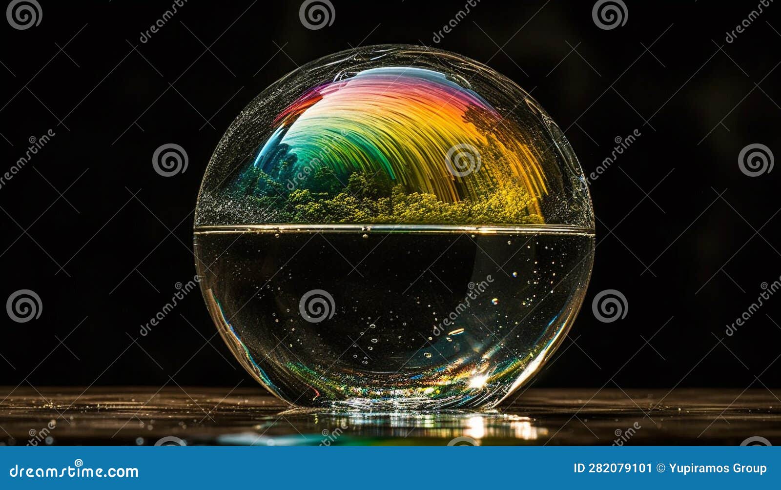 Transparent Sphere Reflects Vibrant Colors in a Close Up Abstract ...