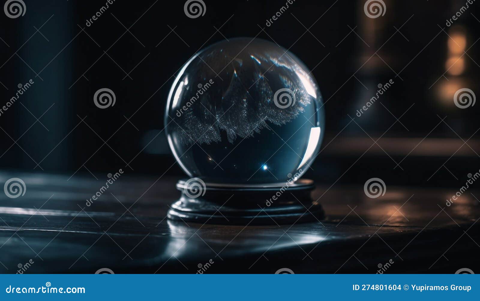 Transparent Sphere Reflects World Map on Table Generated by AI Stock ...
