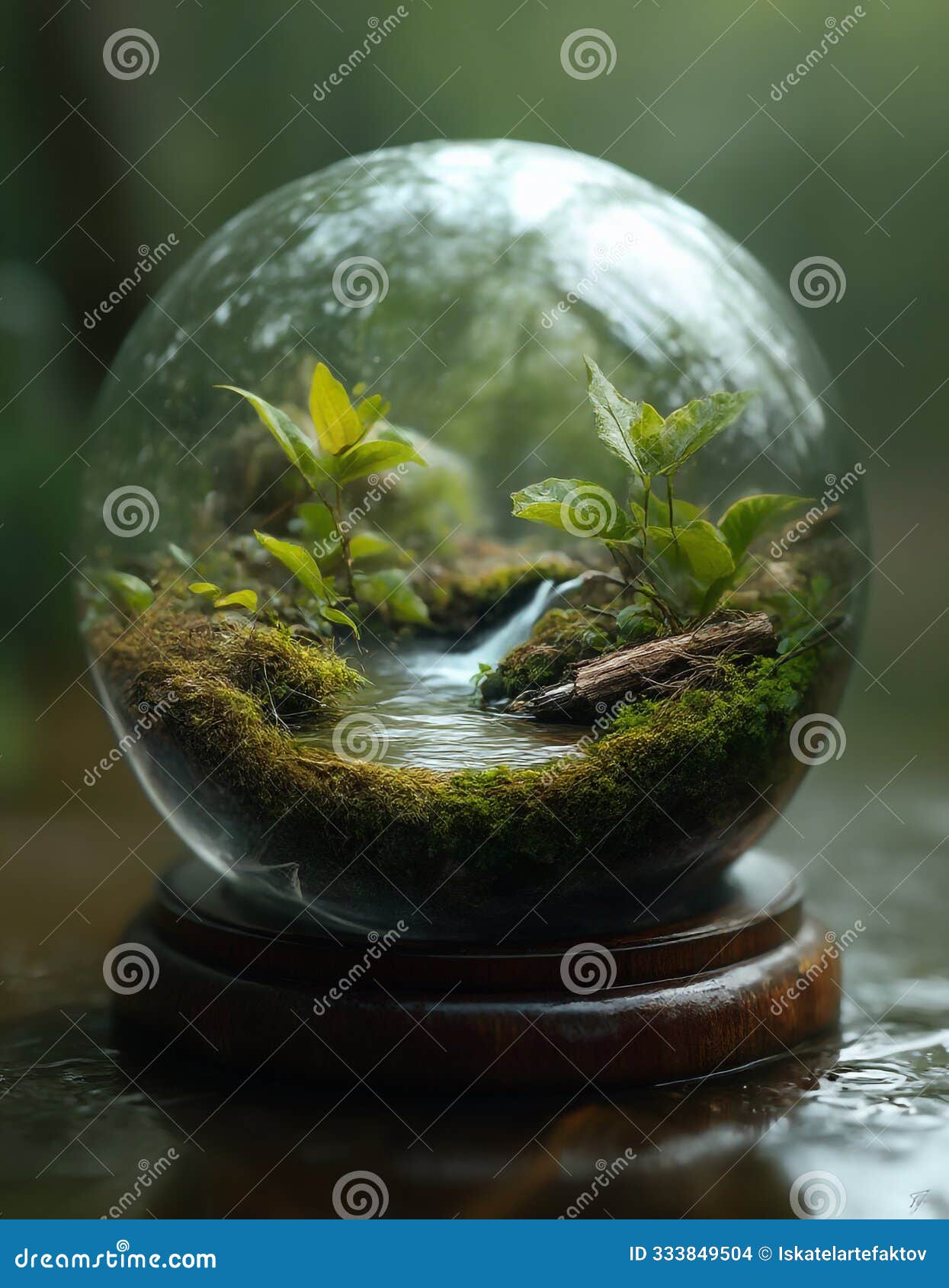 A Transparent Sphere Resting on a Mossy Surface, Containing a Miniature ...