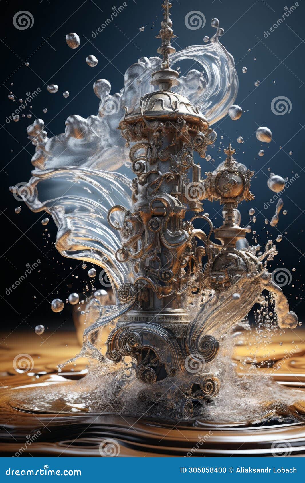 Transparent Splash of Water Around a Surreal Object on a Dark ...