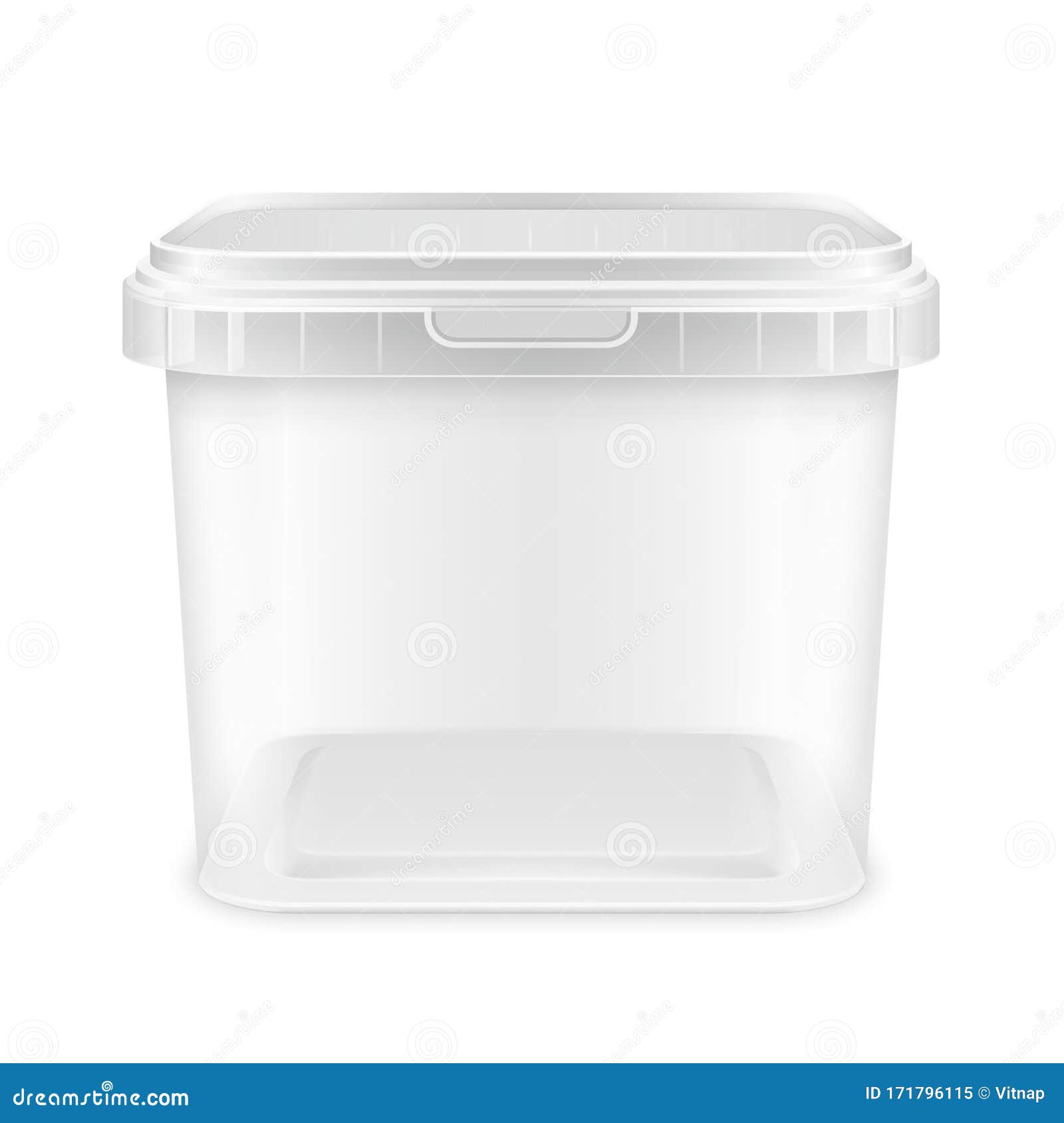 Transparent Square Empty Plastic Bucket. Front View Mockup Illustration ...
