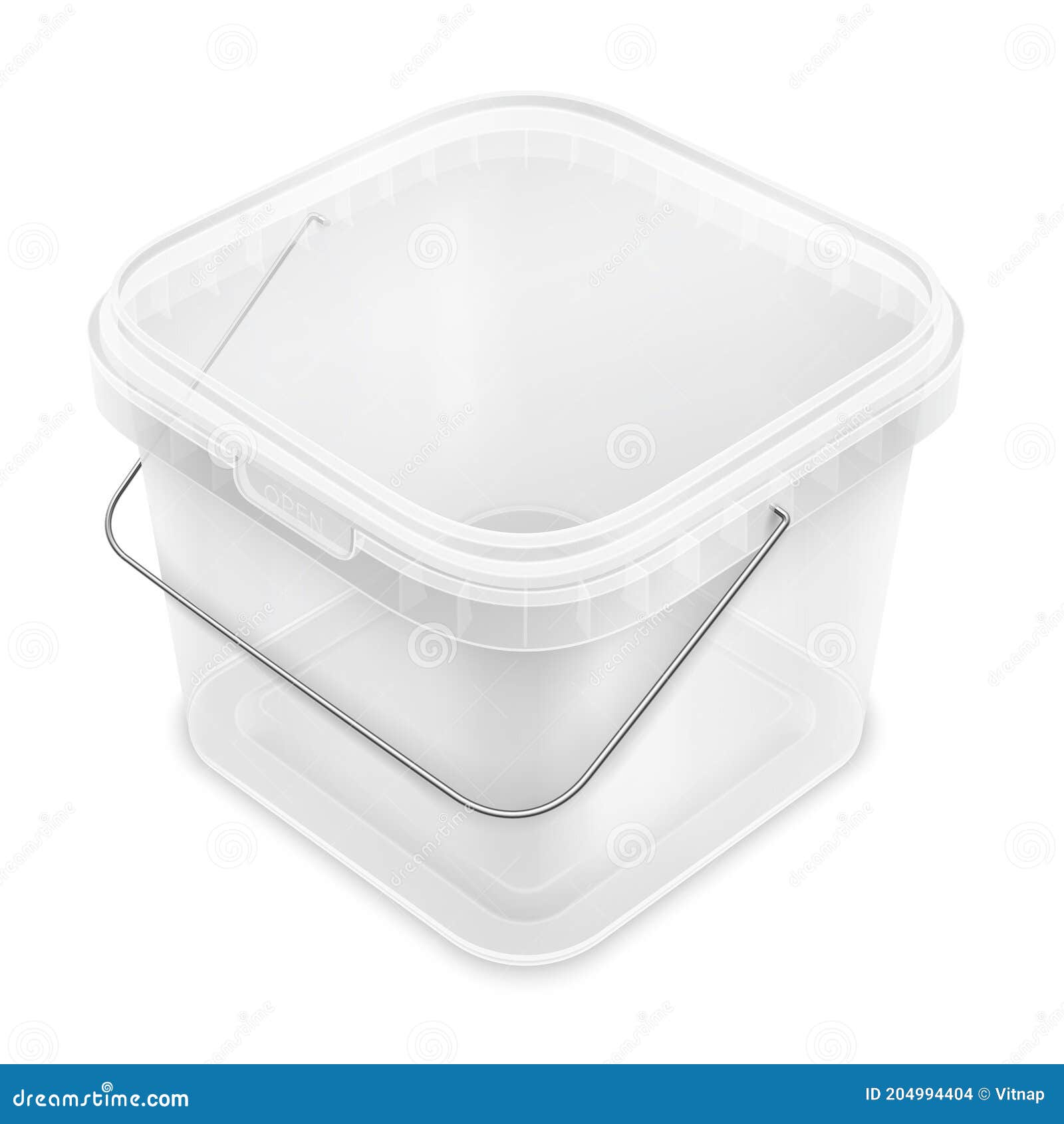 Transparent Square Empty Plastic Bucket with Lowered Metallic Handle ...