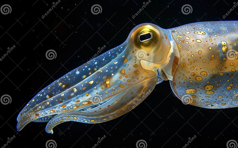 Transparent Squid Underwater with Blurred Background Stock Illustration ...