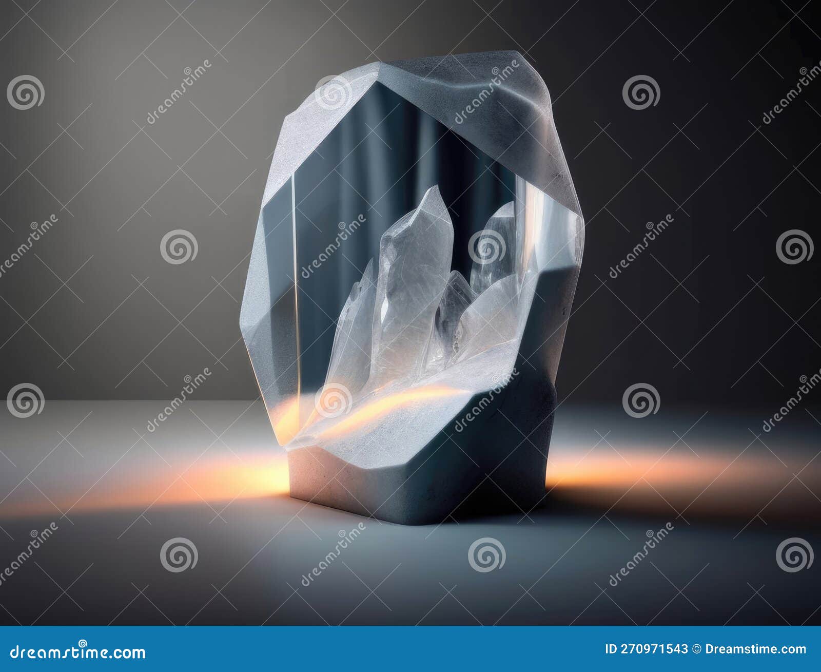 Transparent Stone Creating a Fascinating Shape. Podium, Empty Showcase ...