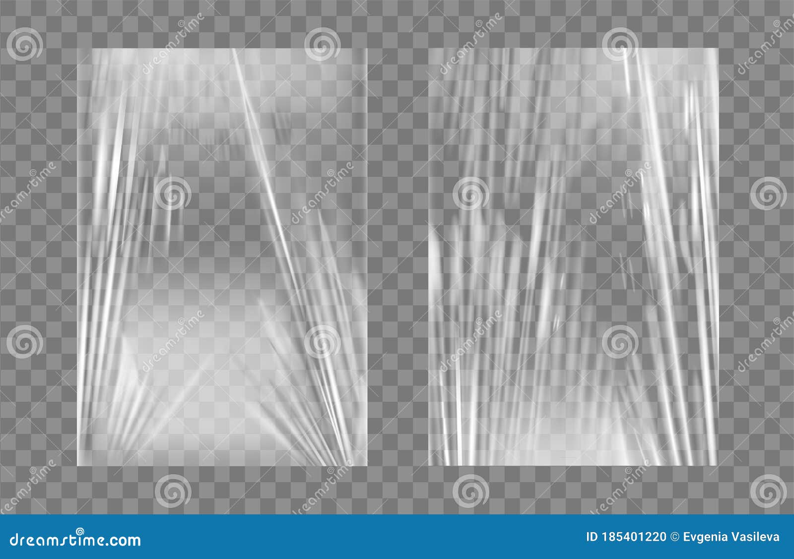 Transparent Stretch Plastic Wrap Texture Set. Realistic Polyethylene ...