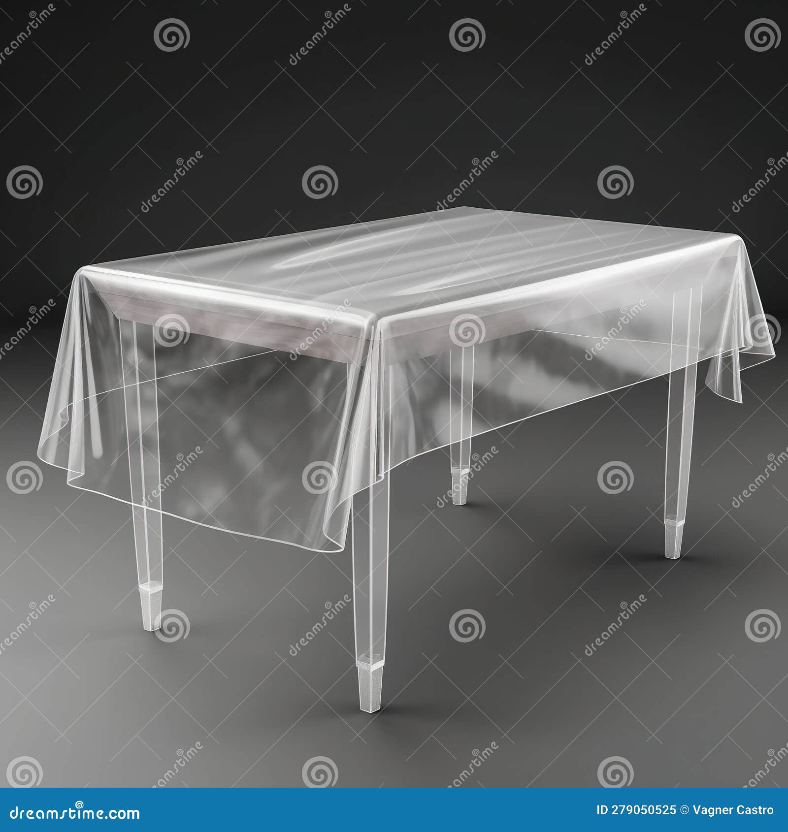 Transparent Tablecloth on a Table with a Texture Perspective View Stock ...