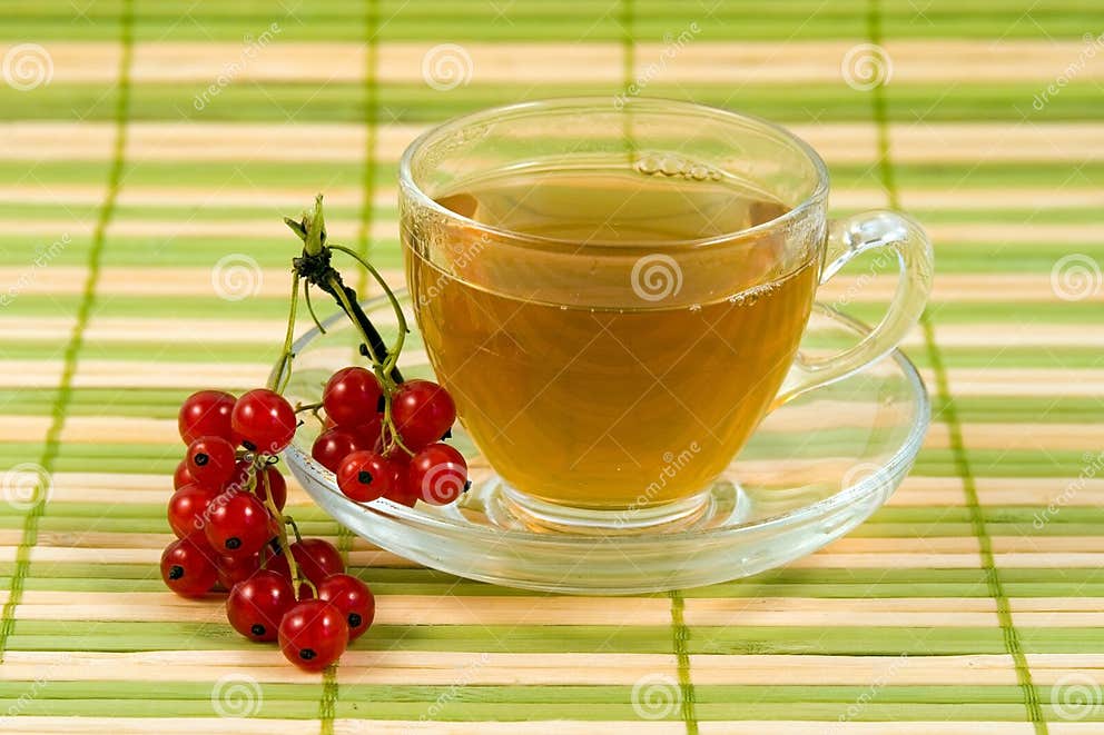 Transparent Teacup with Tea and Red Currant Stock Image - Image of ...