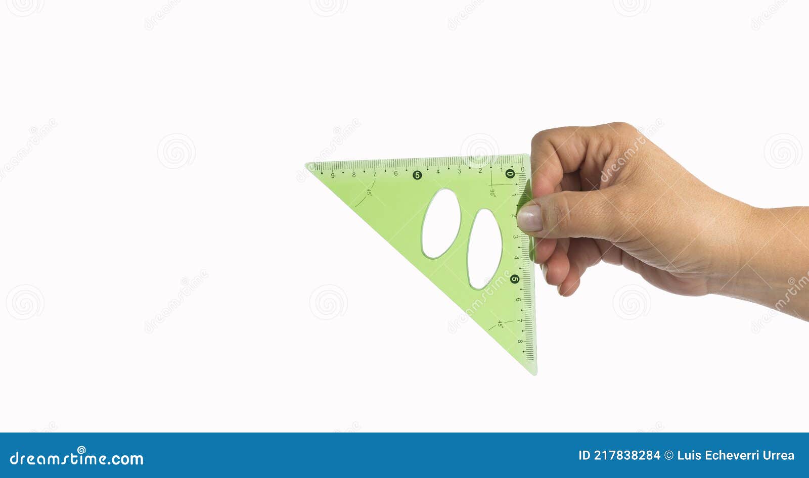 Transparent Triangle Ruler in Hand - White Background Stock Photo ...