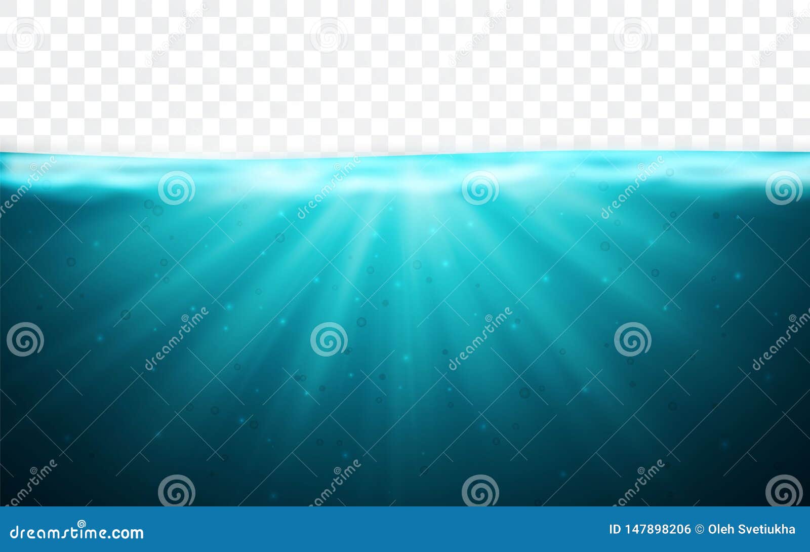 Transparent Underwater Blue Ocean Background. Horizon Water Surface ...