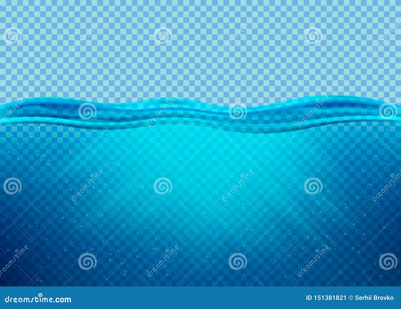 Transparent Underwater Blue Ocean Background. Horizon Water Surface ...