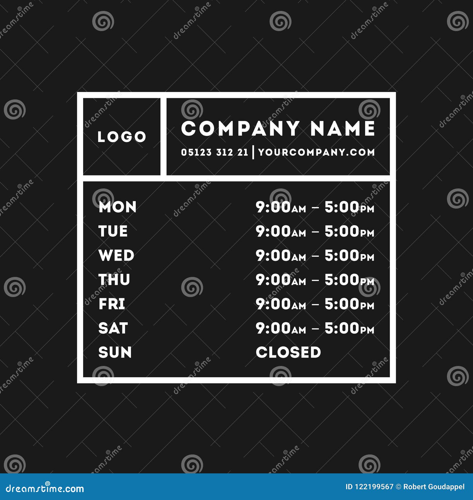 Vector Opening Times Rectangle Design | CartoonDealer.com #122199578