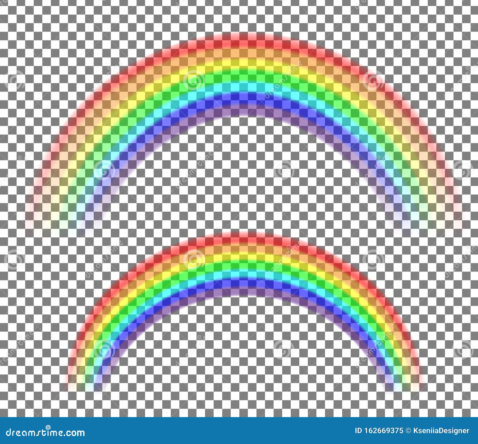 Rainbow Realistic On Transparent Background With Clouds. Vector ...