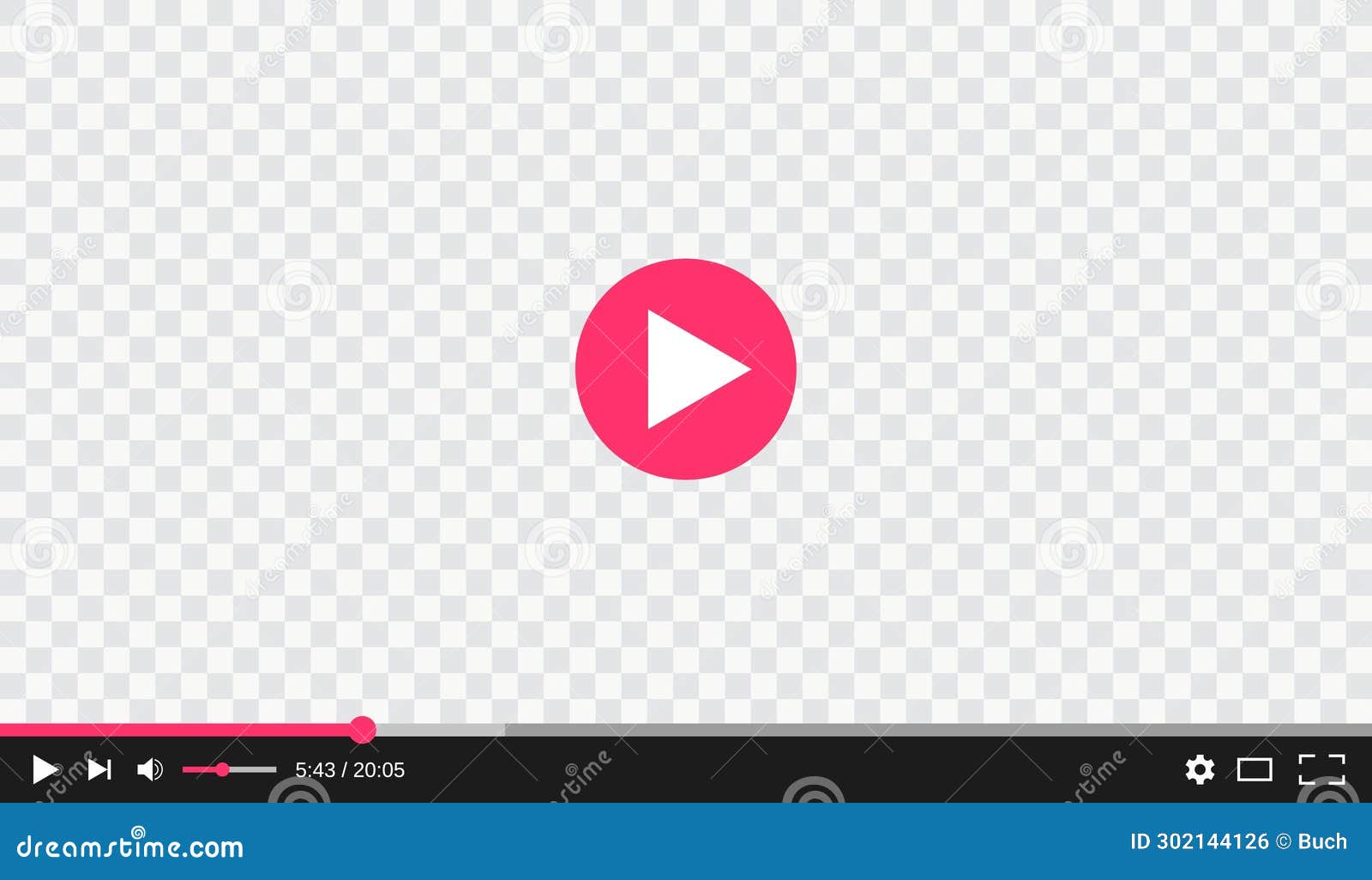 Transparent Video Player with Play Control Buttons Stock Vector ...