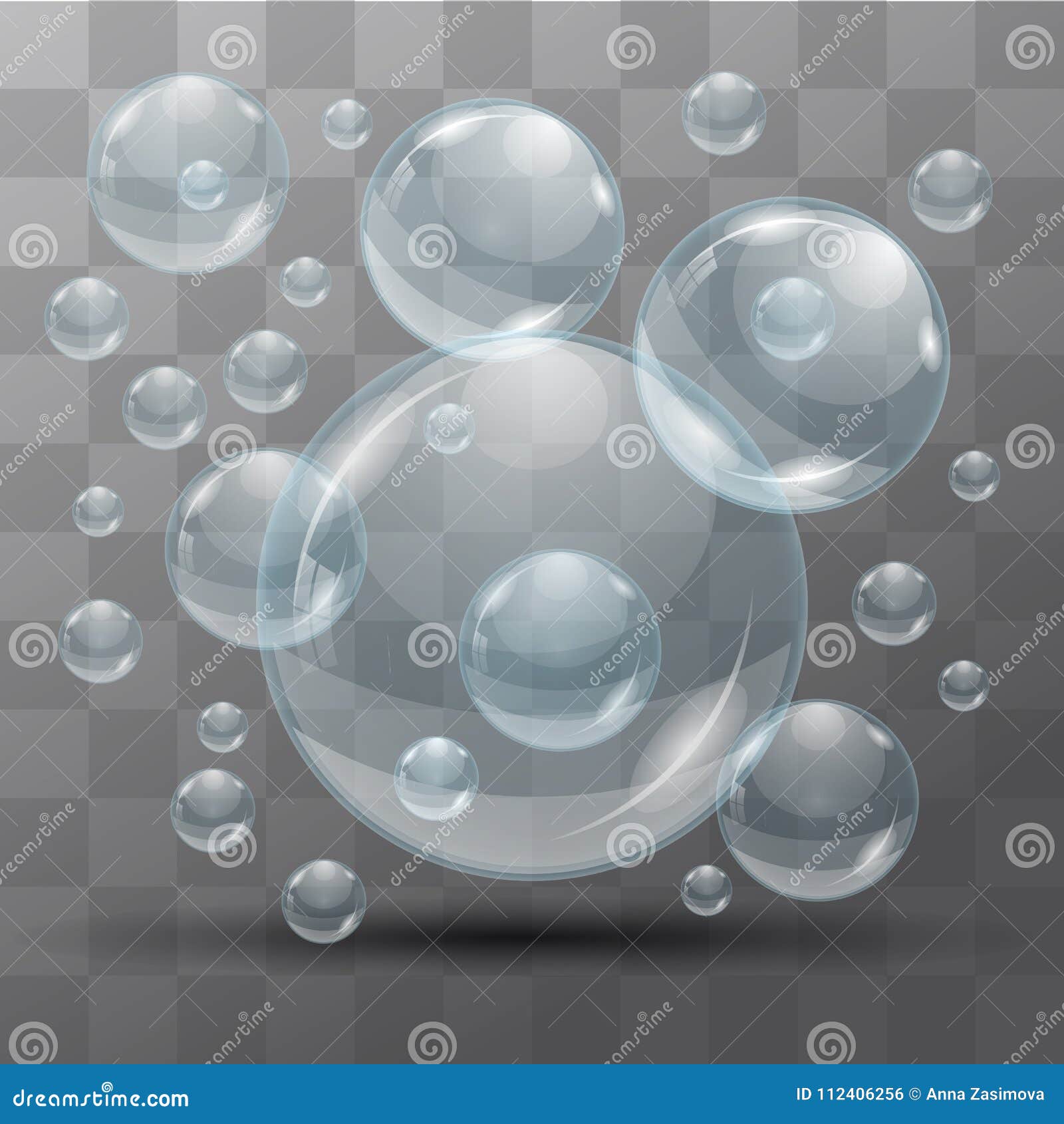 Water Bubbles Isolated On A Transparent Checkered Background. Vector ...