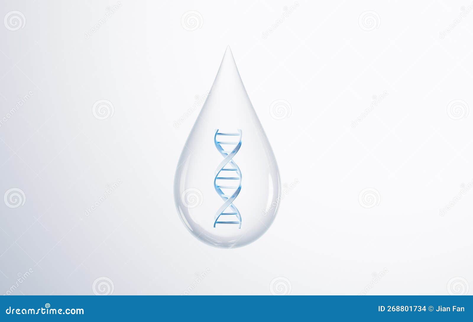 Transparent Water Drop with DNA Inside, 3d Rendering Stock Illustration ...