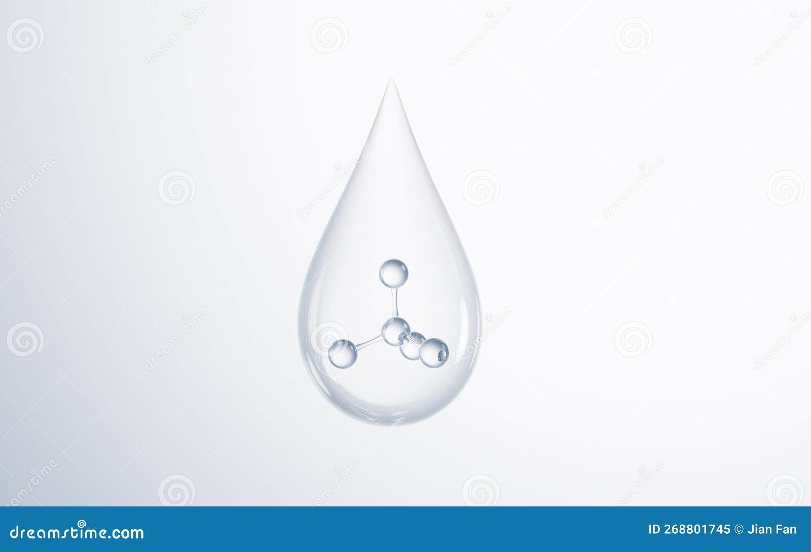 Transparent Water Drop with Molecule Inside, 3d Rendering Stock ...