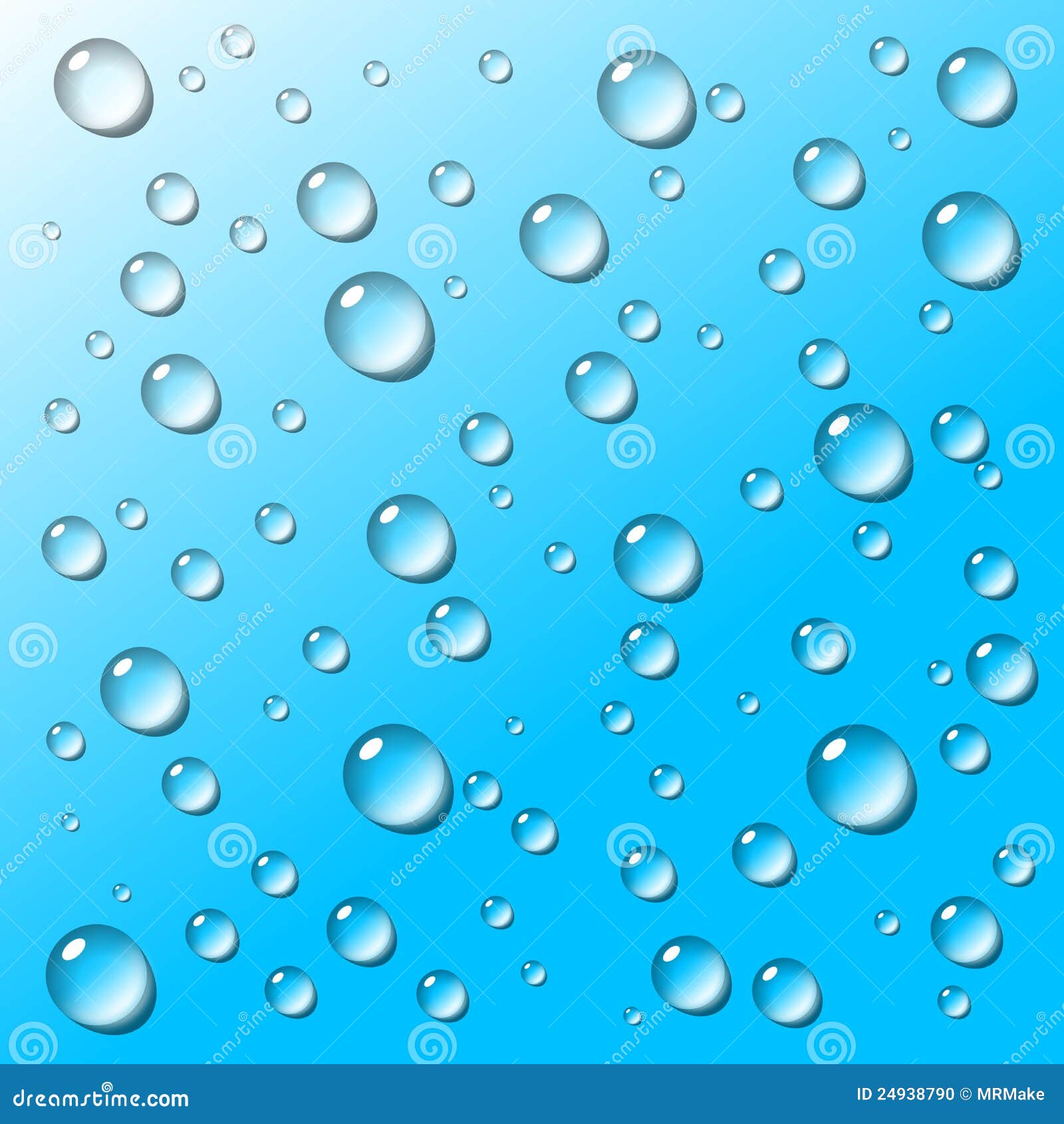Transparent Water Drops on Blue Background Stock Illustration ...