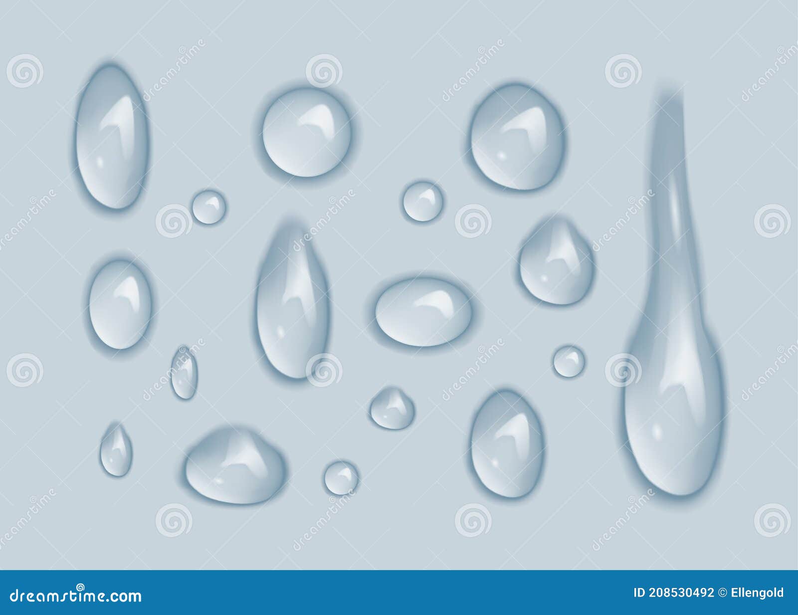 Transparent Water Drops Isolated on Blue Background Vector Stock Vector ...
