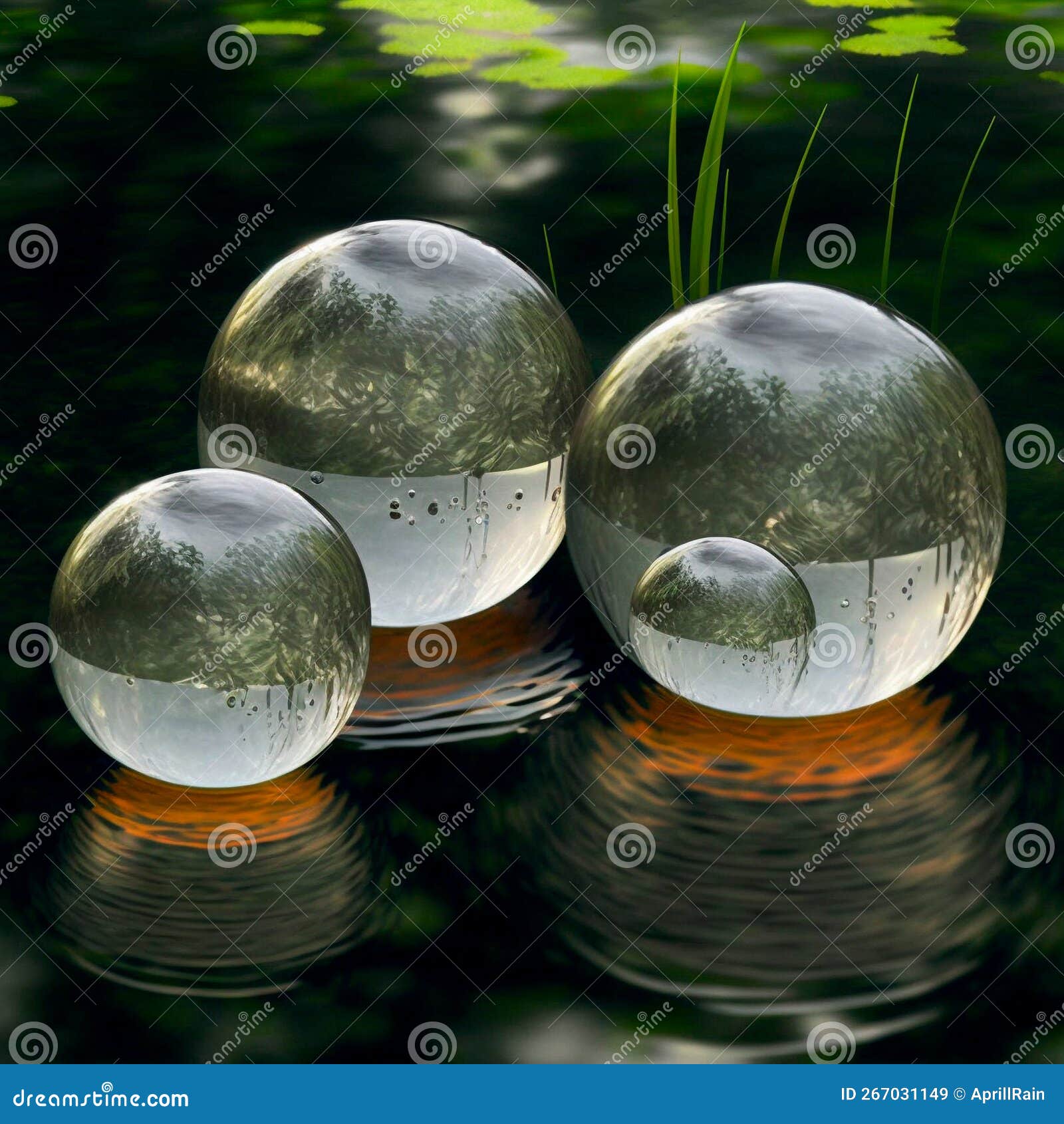 Transparent Water Spheres Against a Stunning Backdrop of Mountains and ...