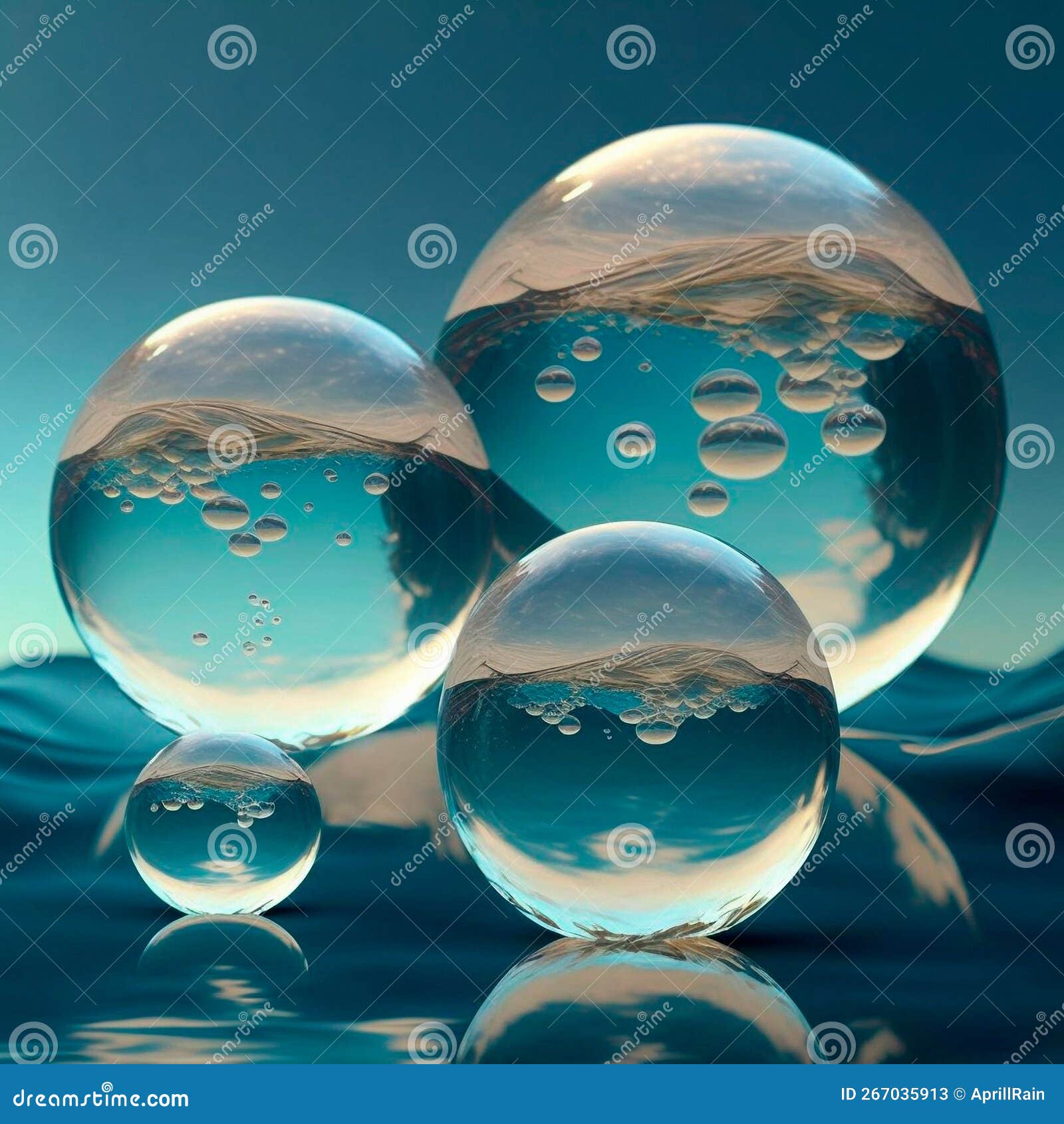 Transparent Water Spheres Against a Stunning Backdrop of Mountains and ...