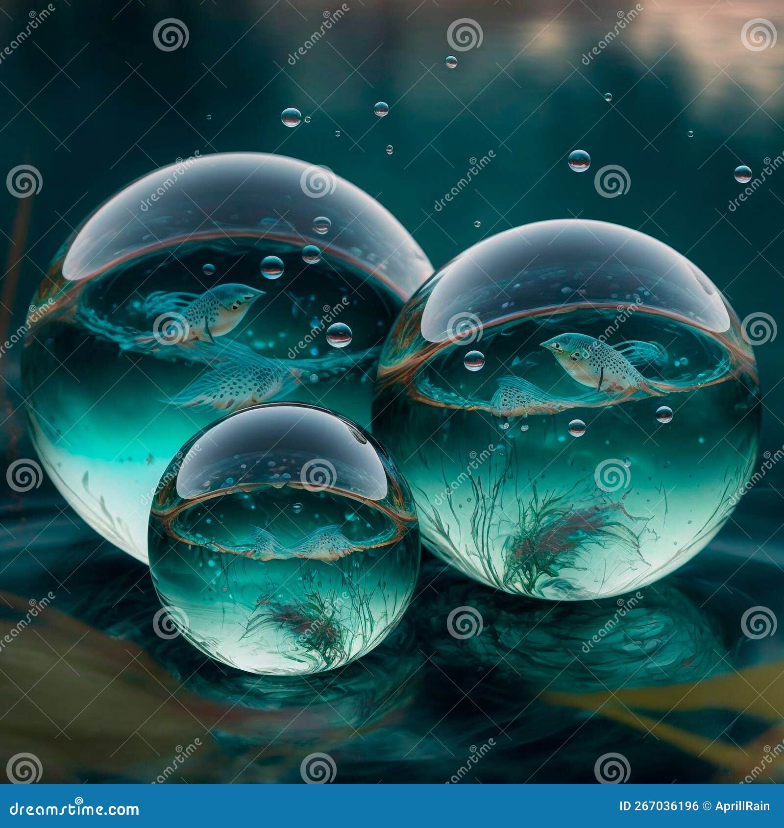 Transparent Water Spheres Against a Stunning Backdrop of Mountains and ...
