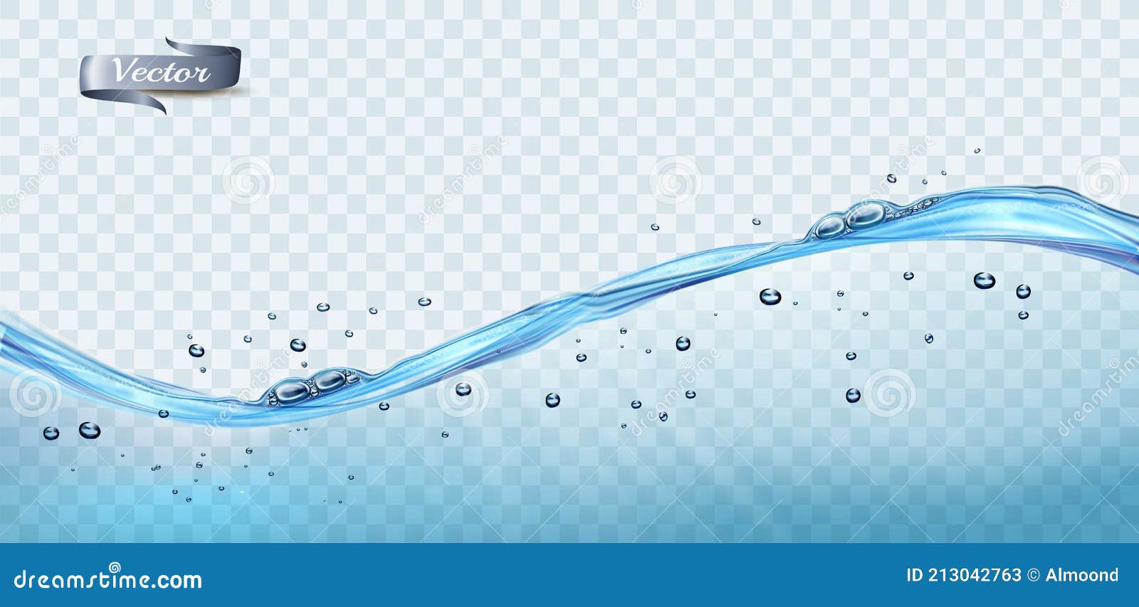 Transparent Water Waves With Air Bubbles And Sunbeams On Transparent ...