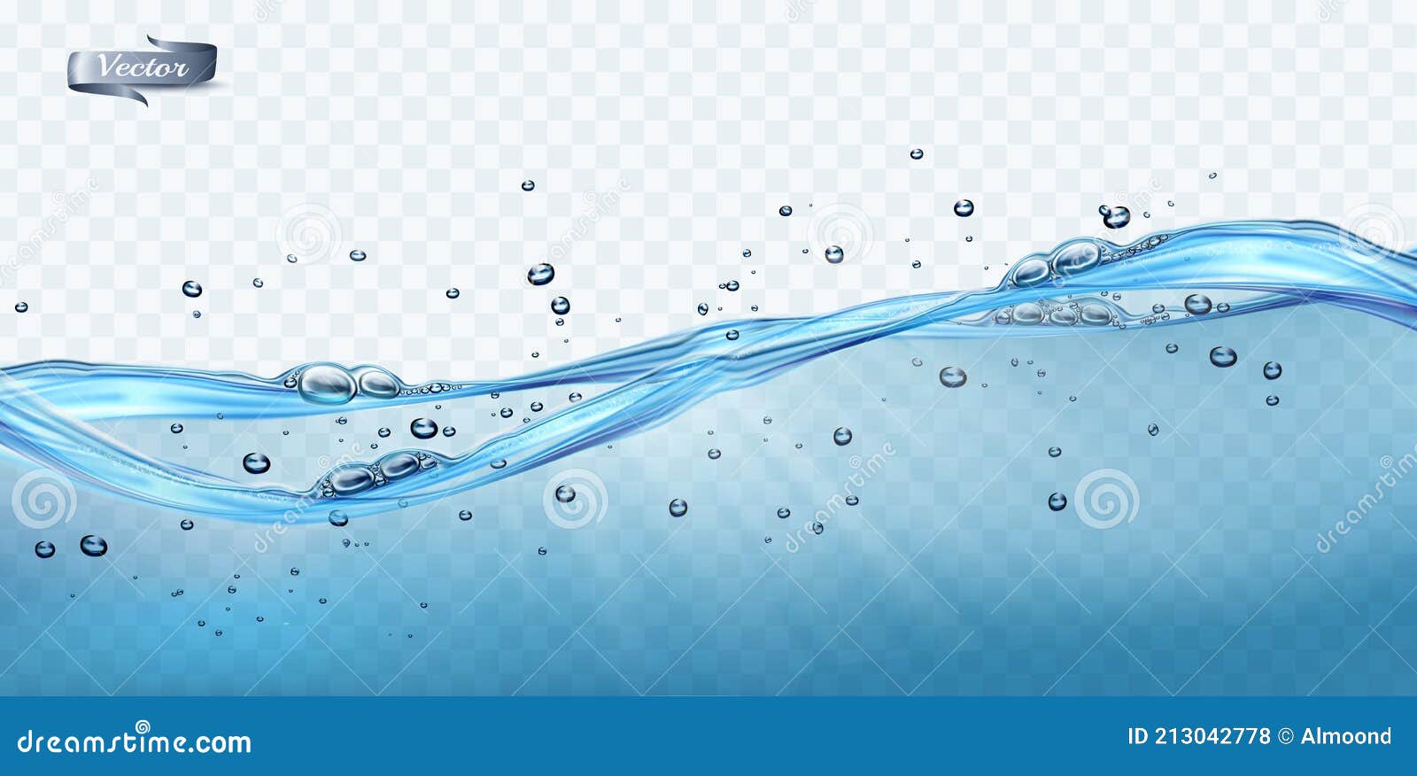 Transparent Water Waves with Air Bubbles and Sunbeams on Transparent ...