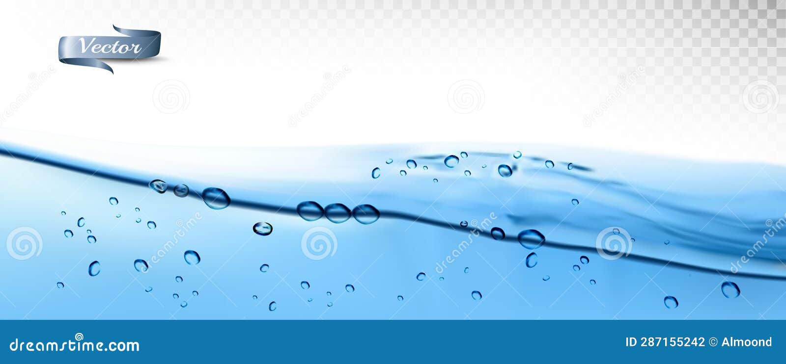 Transparent Water Waves with Air Bubbles and Sunbeams on Transparent ...