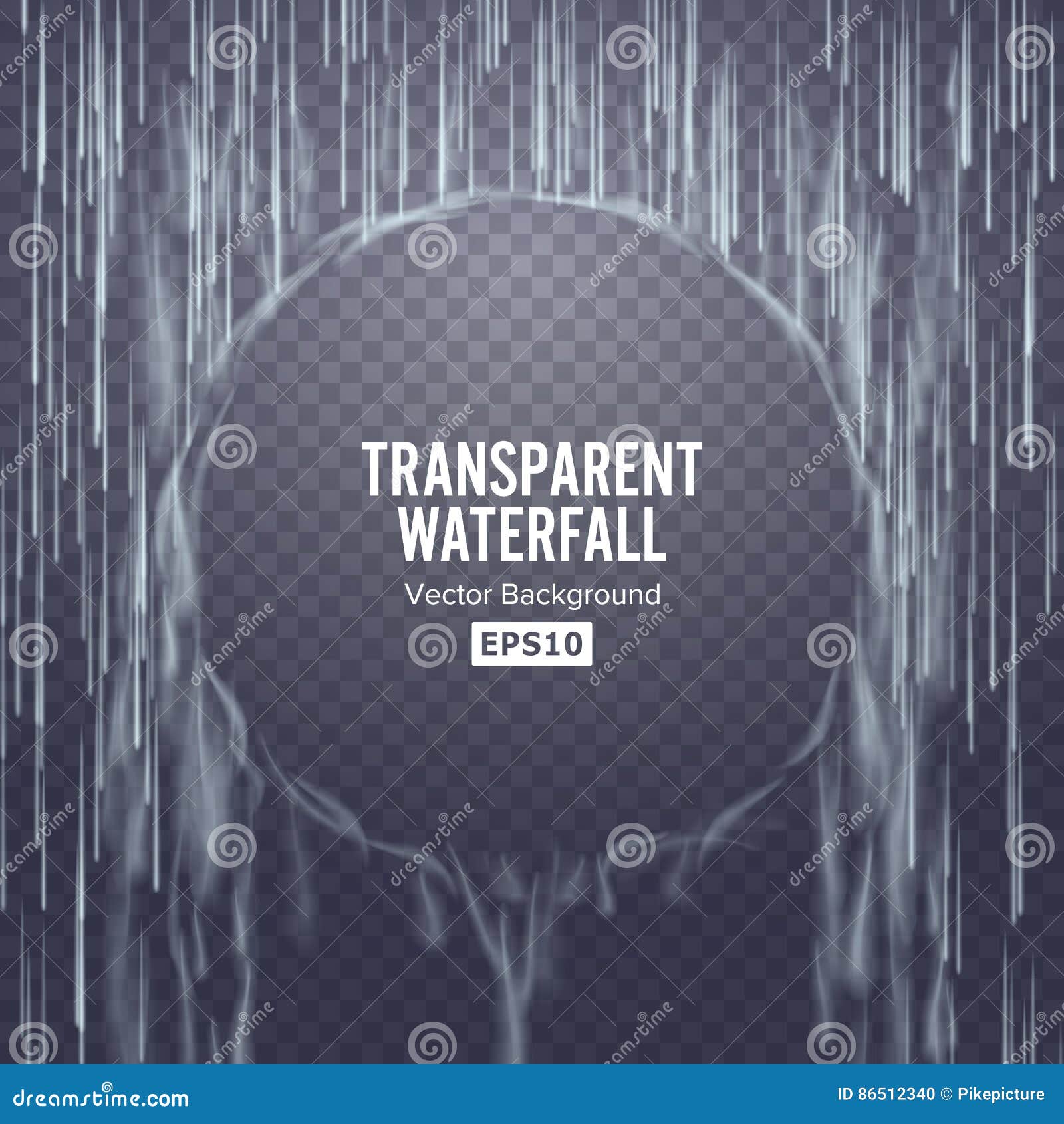 Transparent Waterfall Vector. Abstract Falling Water Texture. Nature Or ...