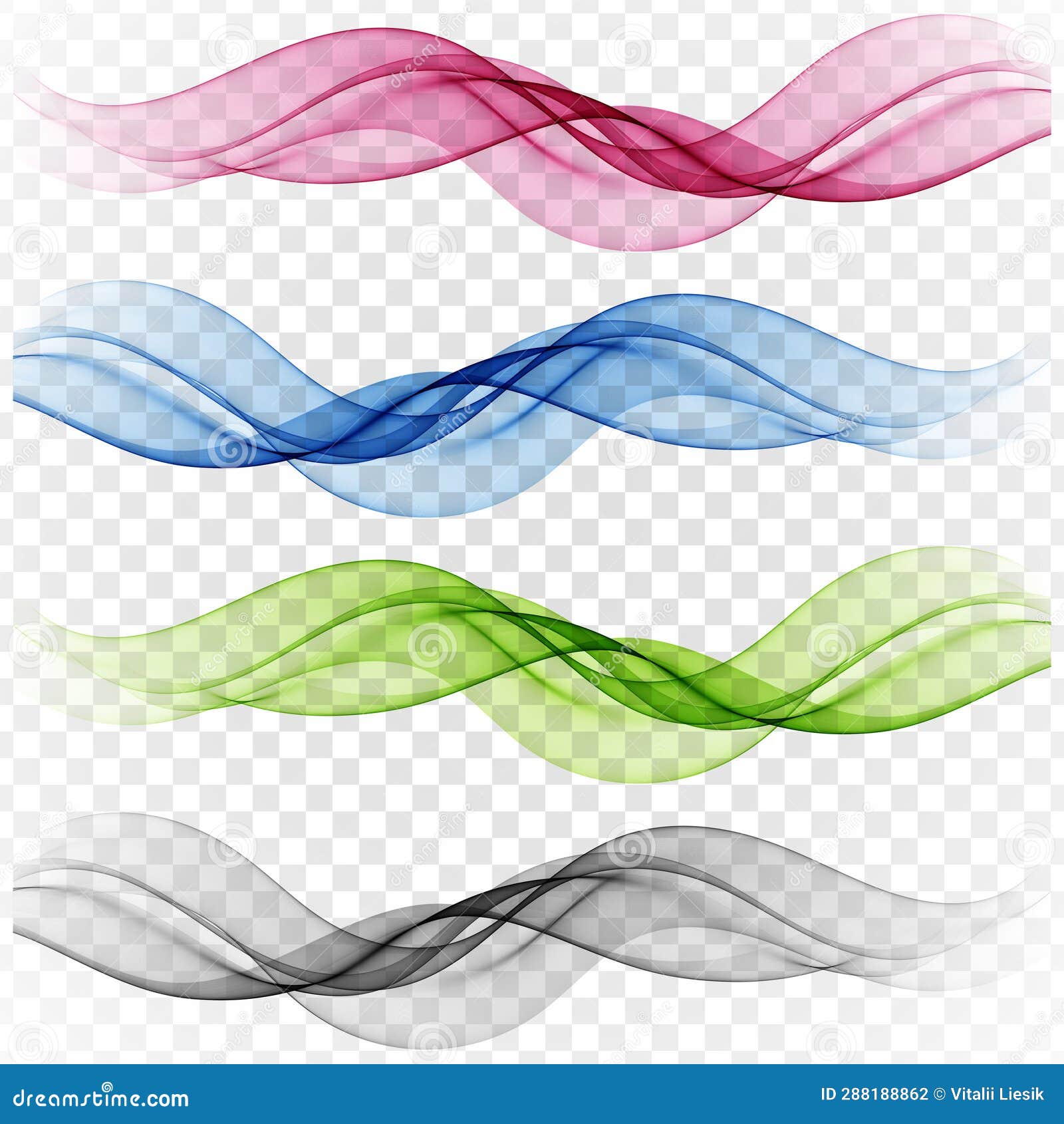 Transparent Wavy Design Element, Set. Abstract Vector Wave. Stock ...