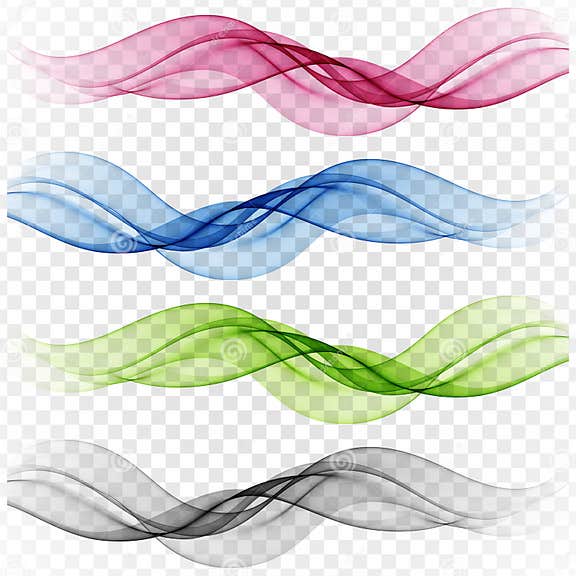 Transparent Wavy Design Element, Set. Abstract Vector Wave. Stock ...