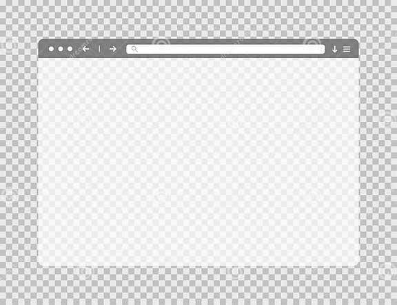 Transparent Web Browser Window. Template of Website Page. Empty Mockup of Internet Website Stock ...