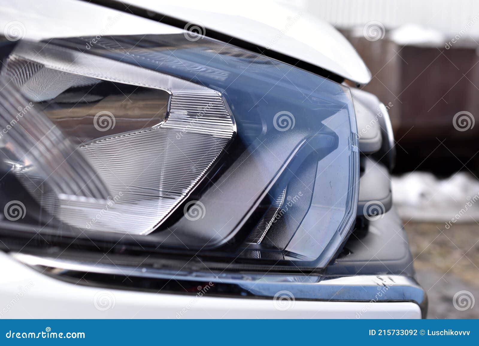 Transparent White Car Headlights on the Side Stock Photo - Image of ...