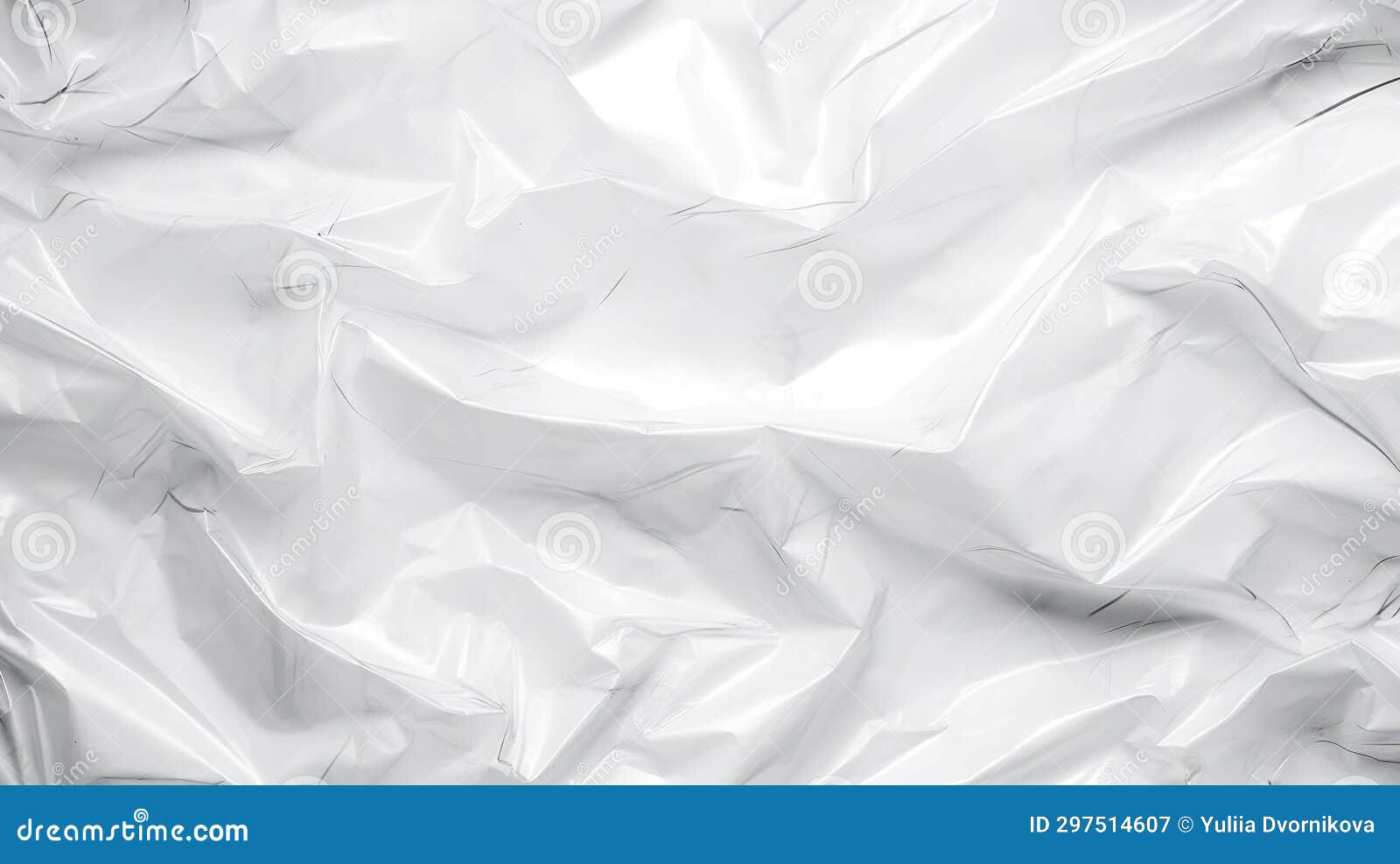 Transparent White Glossy Wrinkled Plastic Texture. Crumpled Thin ...