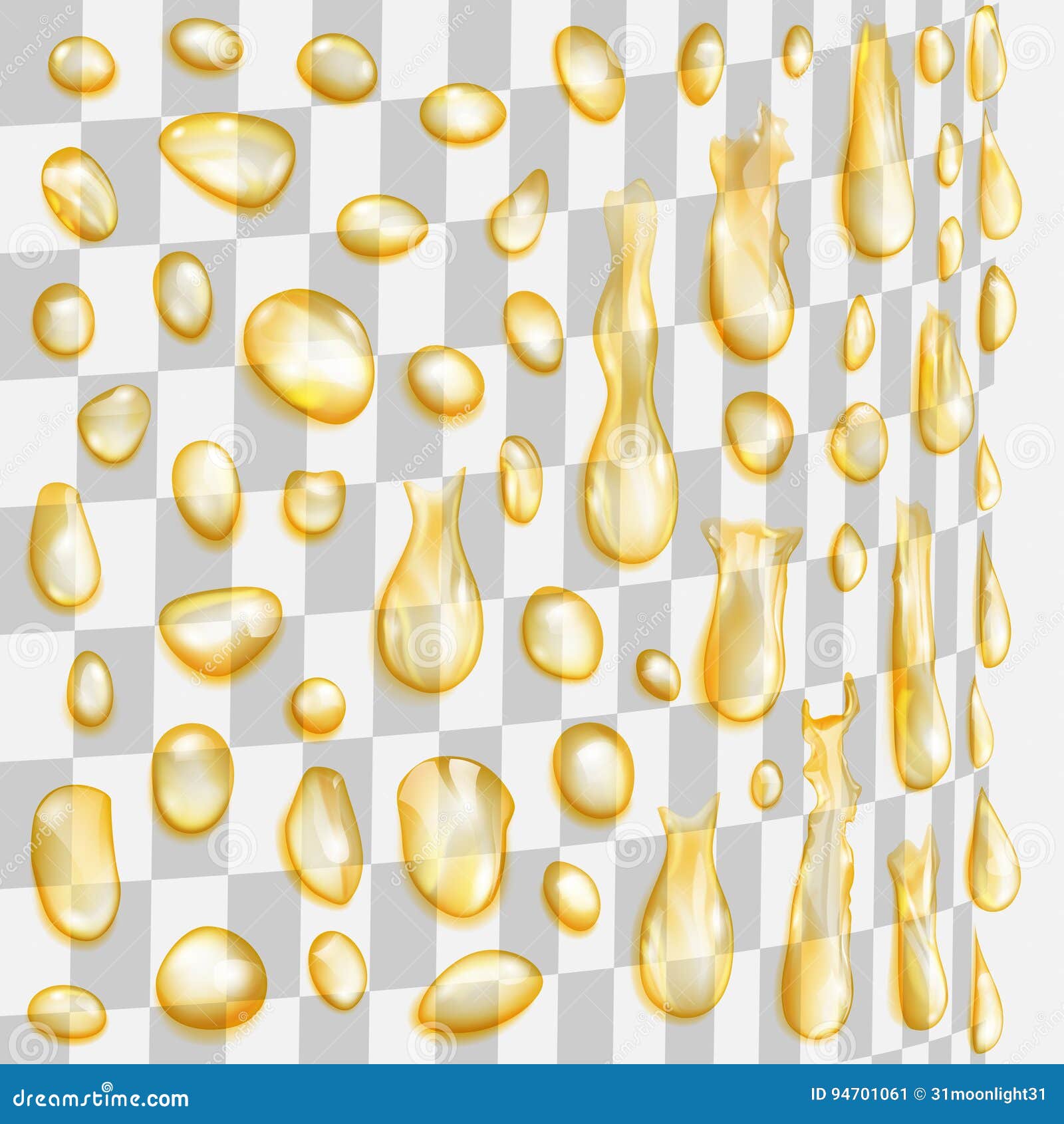 Transparent Yellow Drops Flowing Along a Cylindrical Surface Stock ...