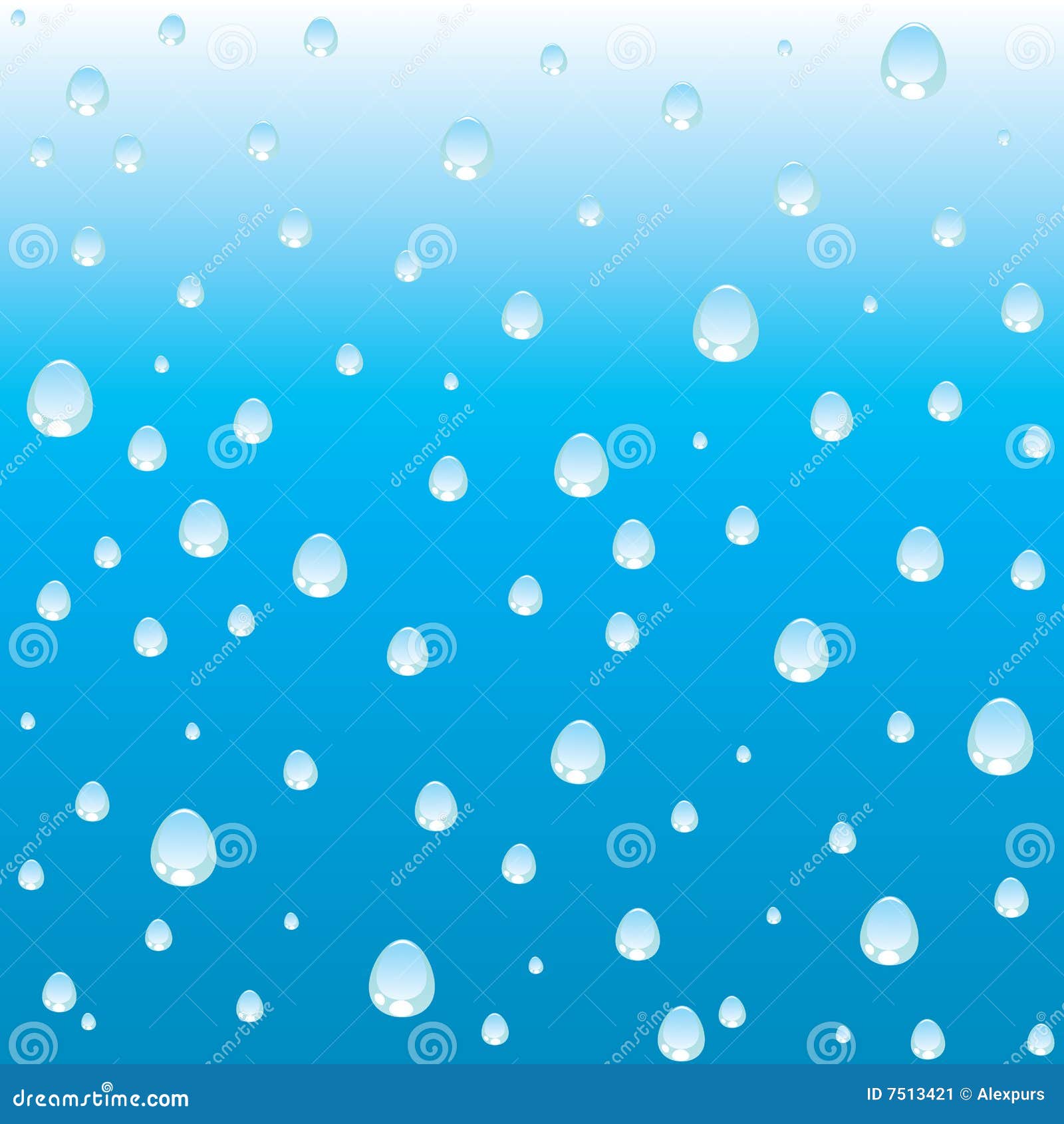 Transparente Wassertropfen Auf Blauem Hintergrund. Vektor Abbildung ...