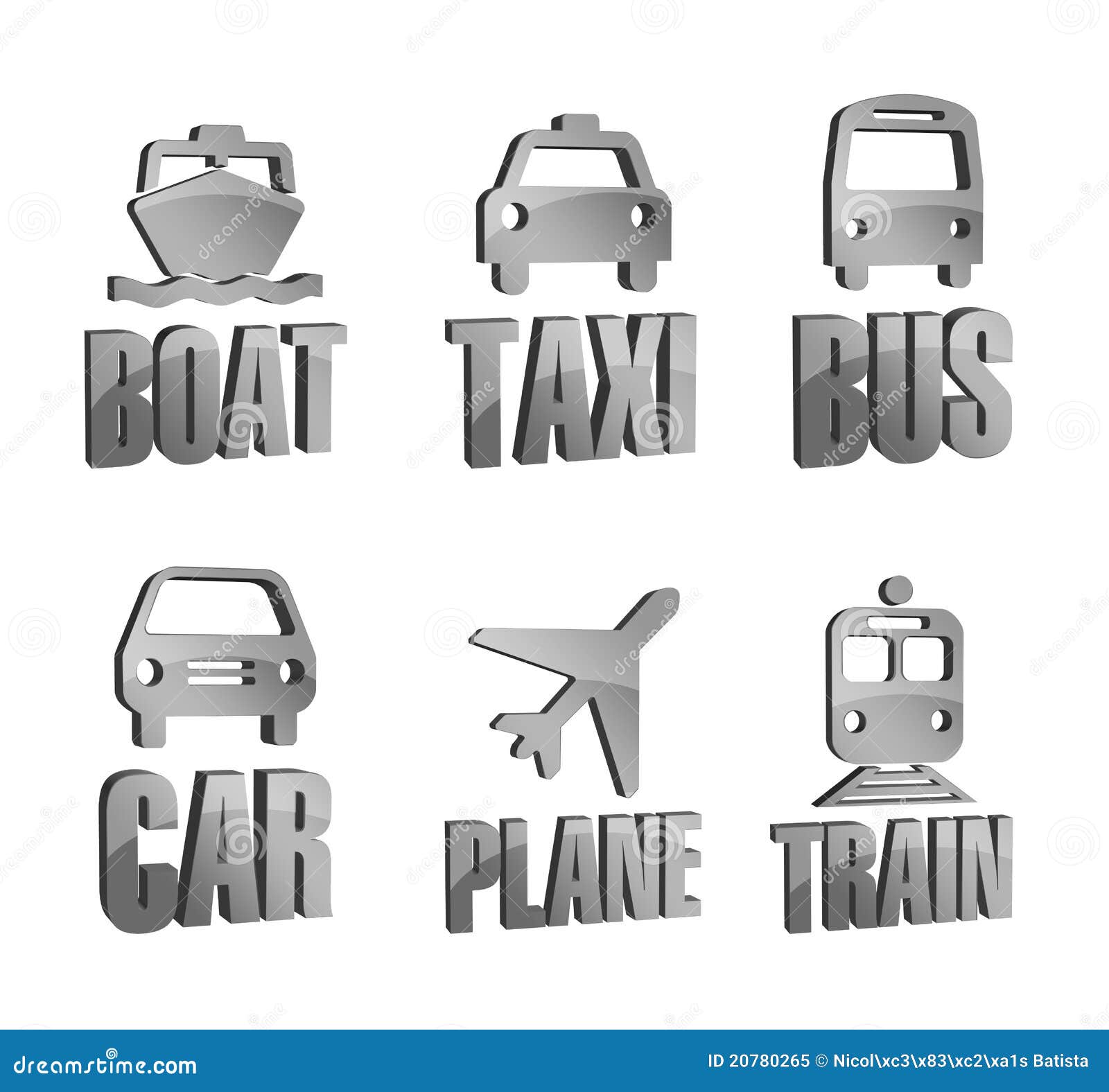 Transport 3d Sign Icons stock illustration. Illustration of isolated ...