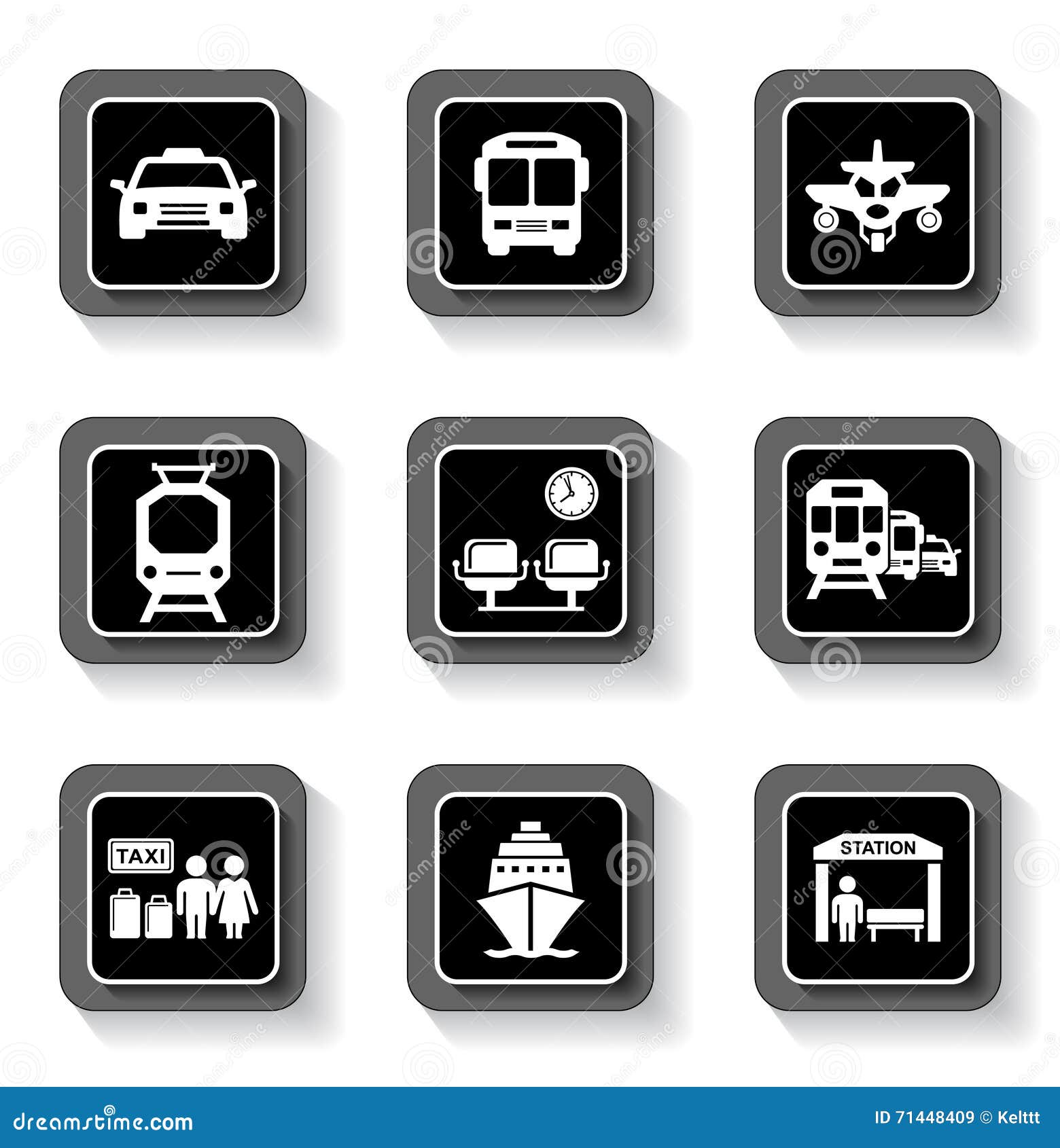 Transport Buttons with White Silhouette Stock Vector - Illustration of ...
